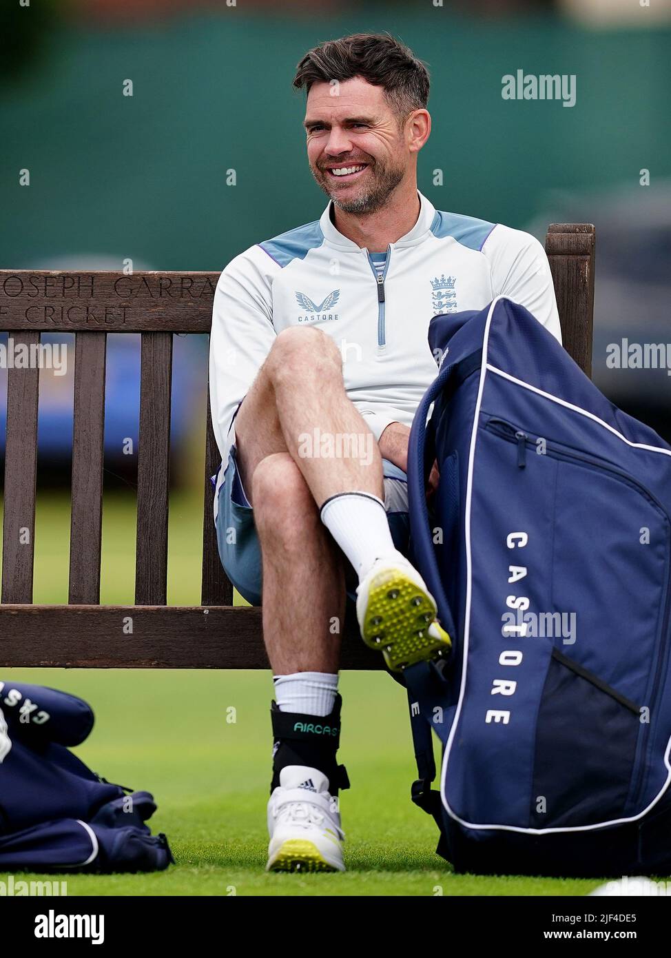 England's James Anderson, during a nets session at Edgbaston Stadium ...