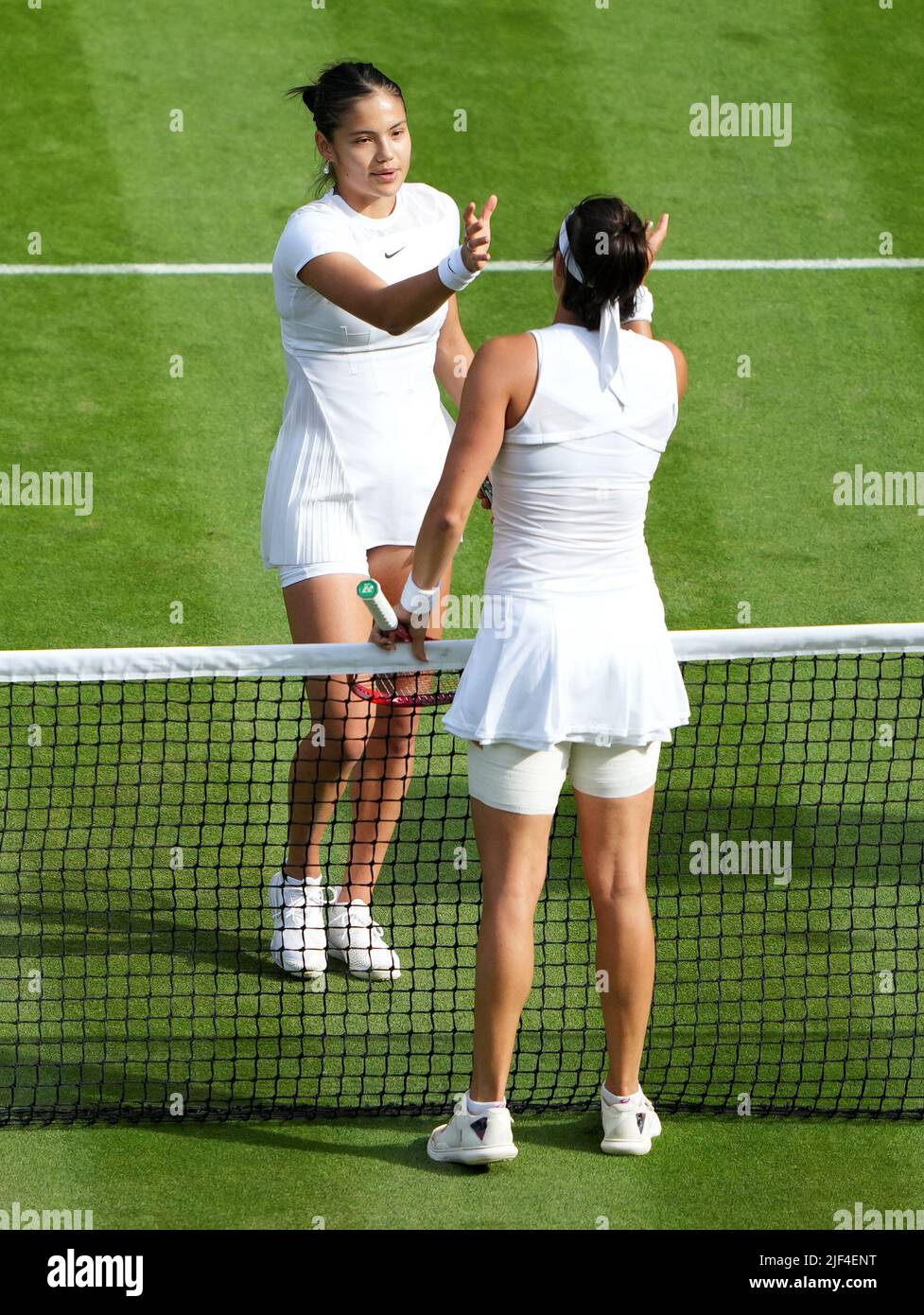 Emma Raducanu reacts after her game against Caroline Garcia on day ...