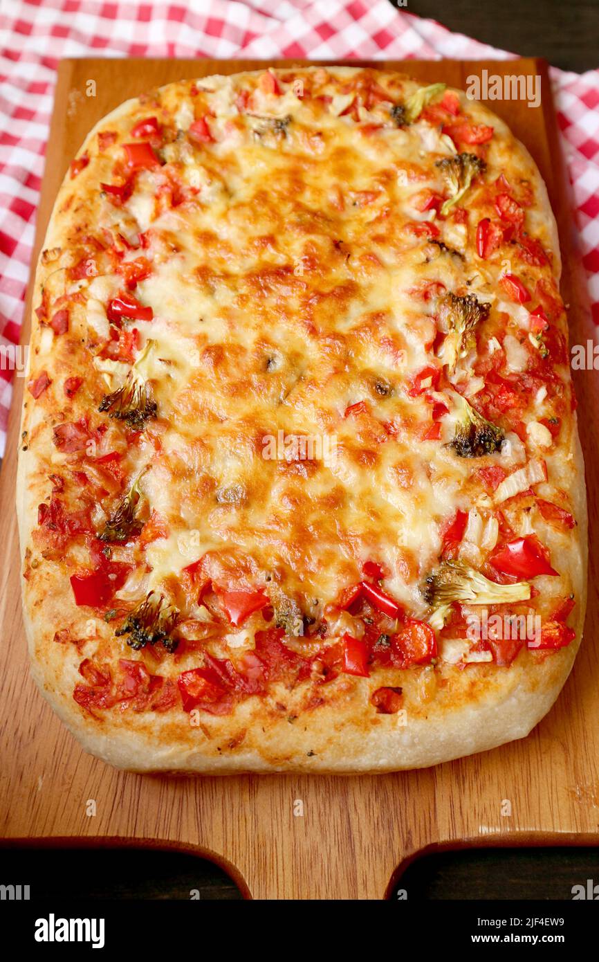 Delectable Fresh Baked Homemade Pizza Alla Pala on Red Checkers Kitchen ...