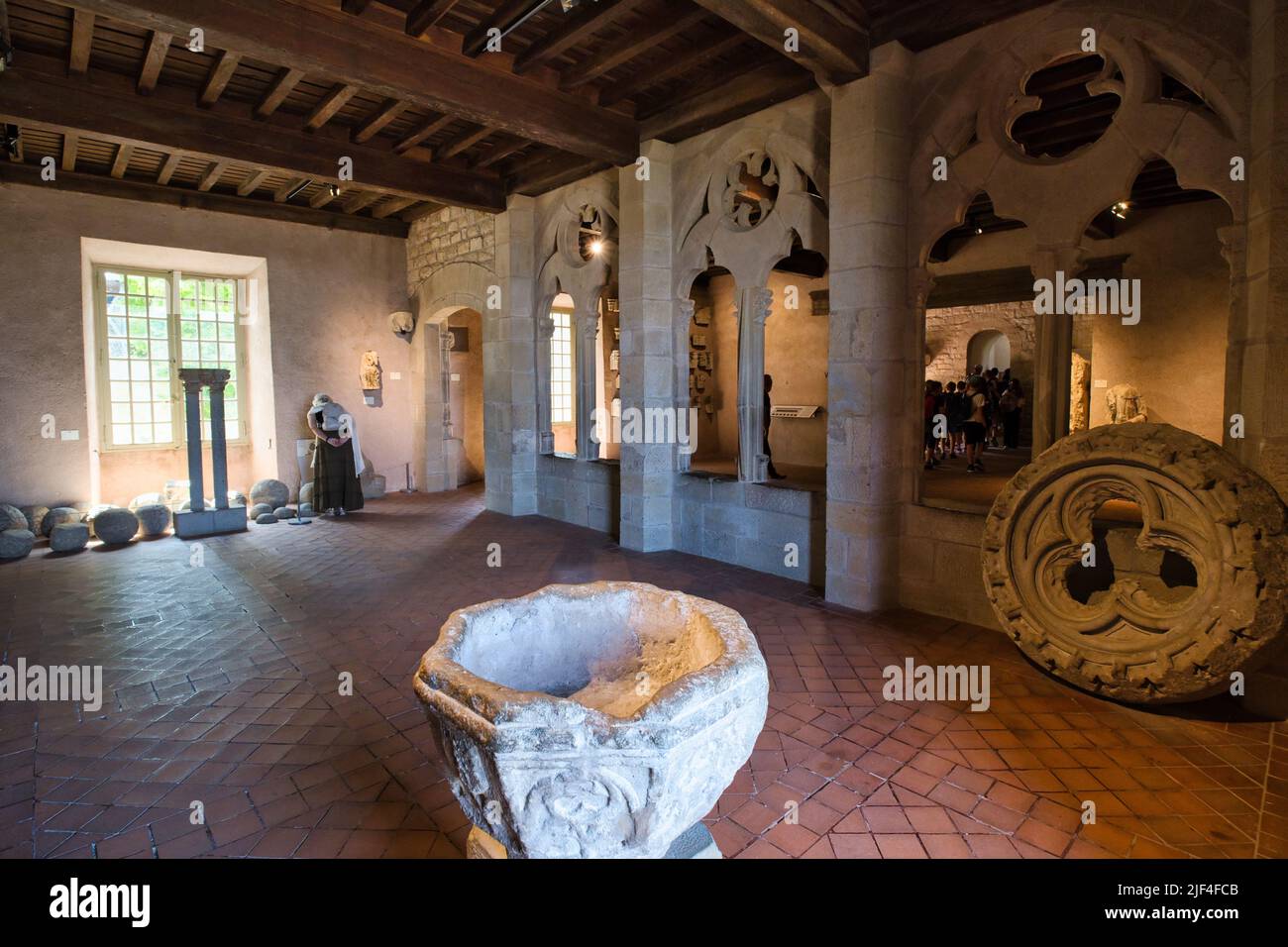 Tourists visiting the rooms of the castle inside the fortress in ...