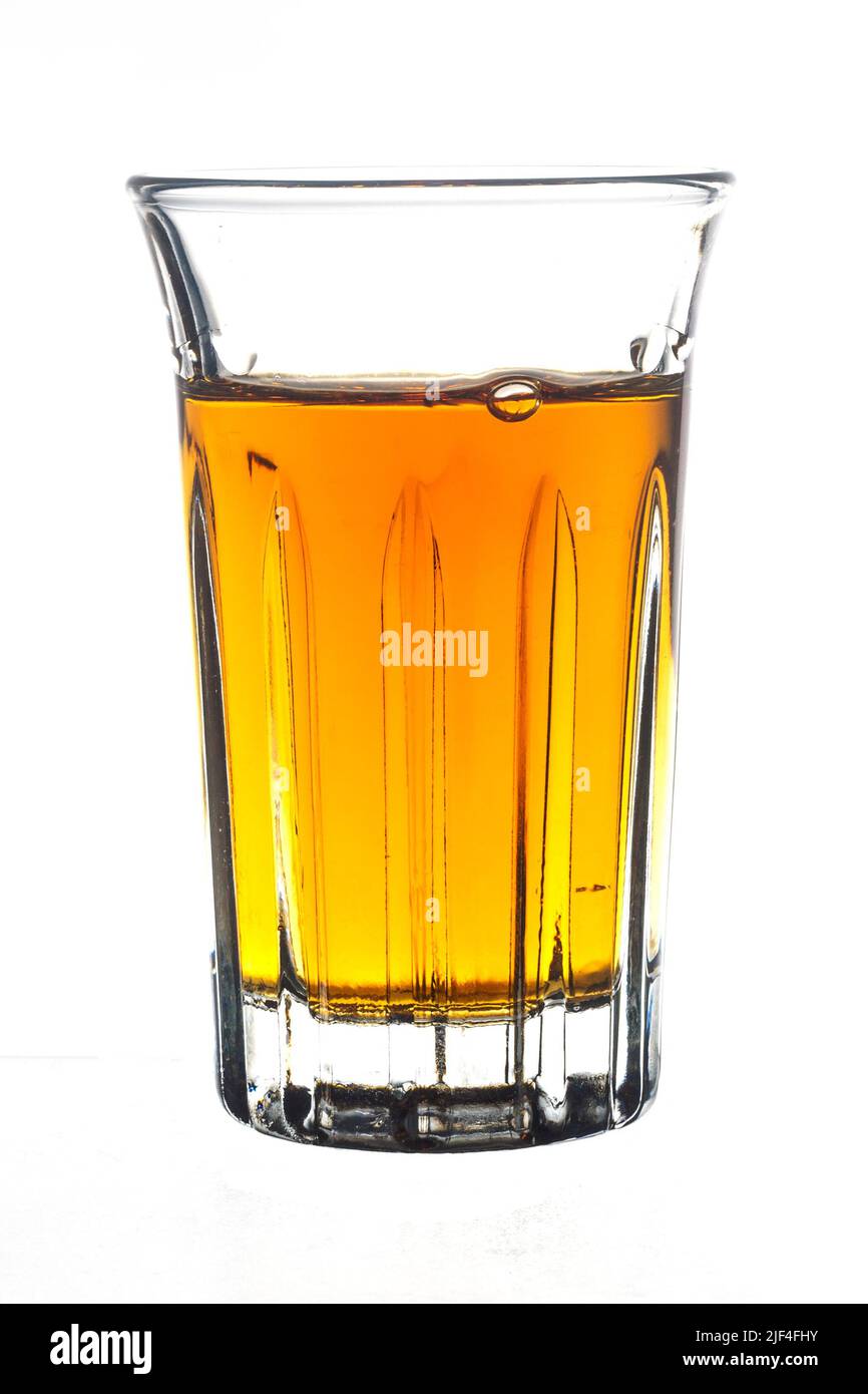 Cocktail Glass with brandy or whiskey - Small Shot. Isolated on white ...
