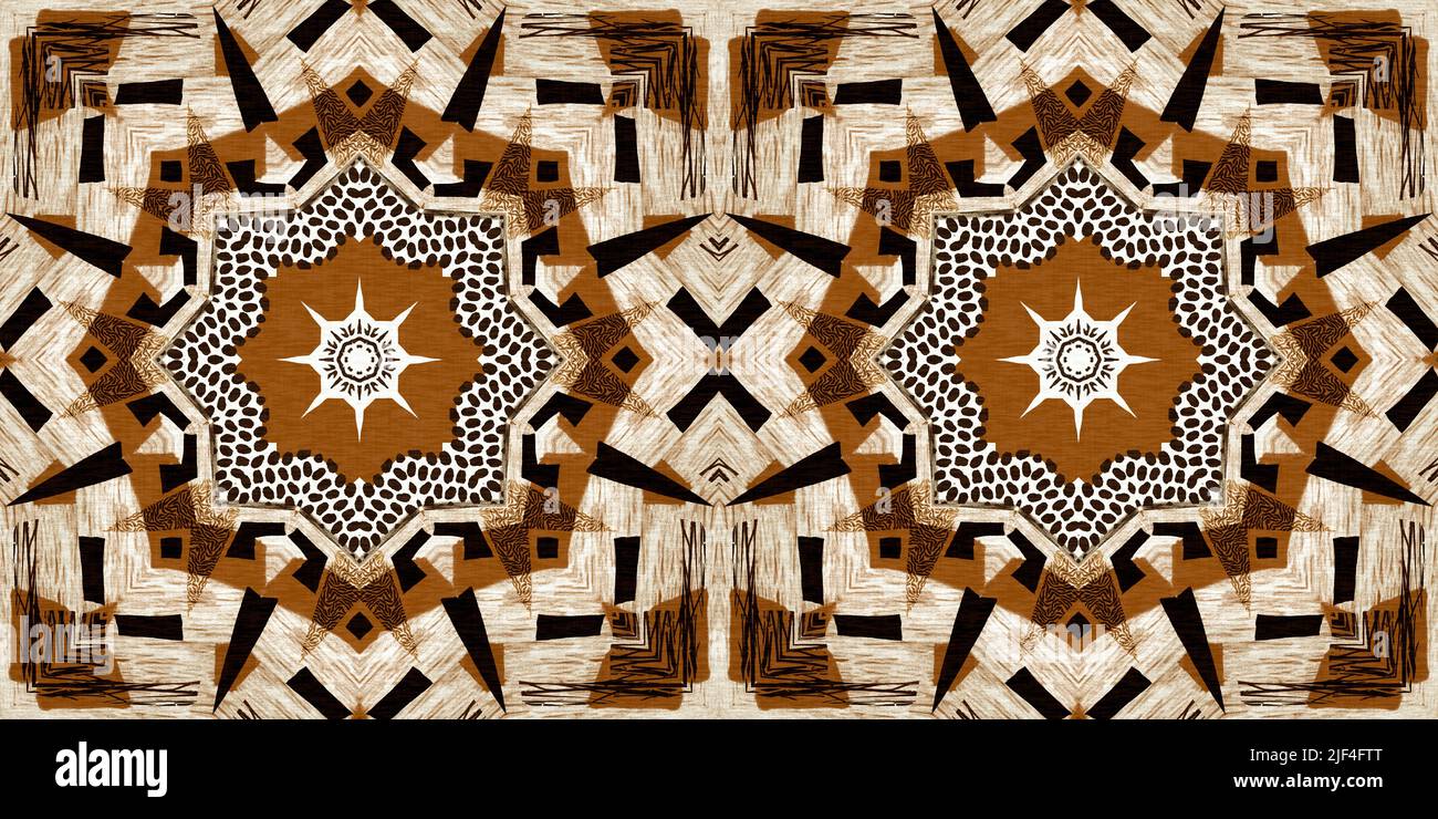 Brown safari animal print patchwork seamless border pattern. Natural ...