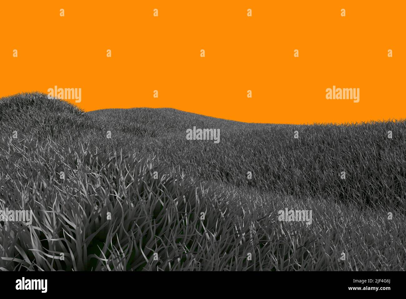 frightening grey high resolution hills isolated on orange background ...