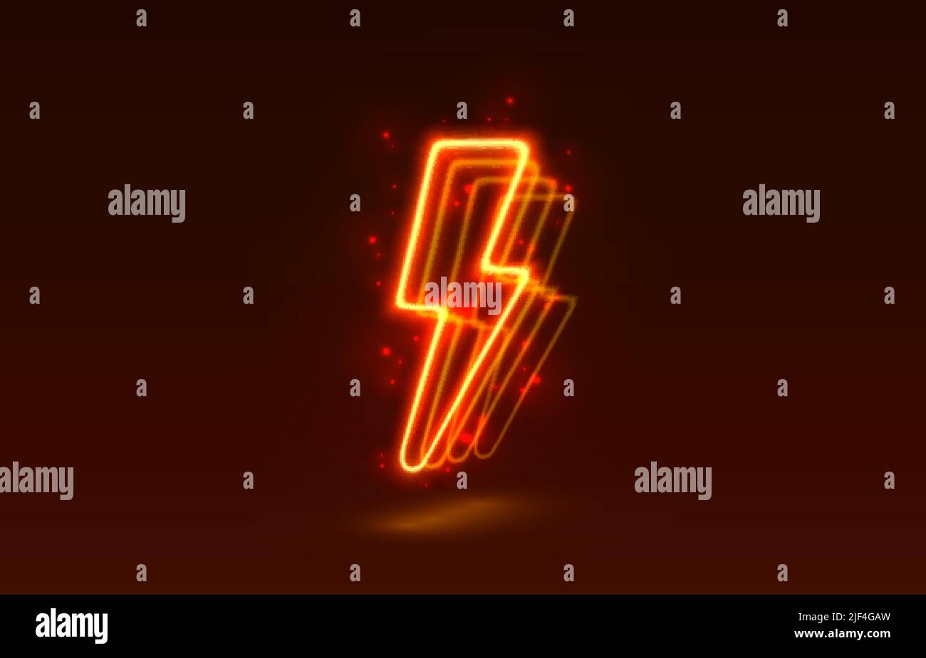 Neon sign of lightning signboard on the red background. Vector ...