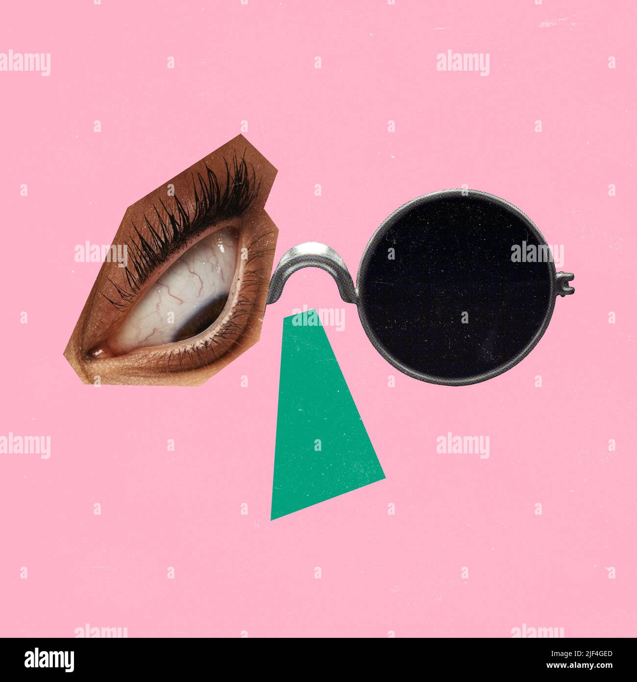 Contemporary art collage. Creative colorful design with female eye and ...