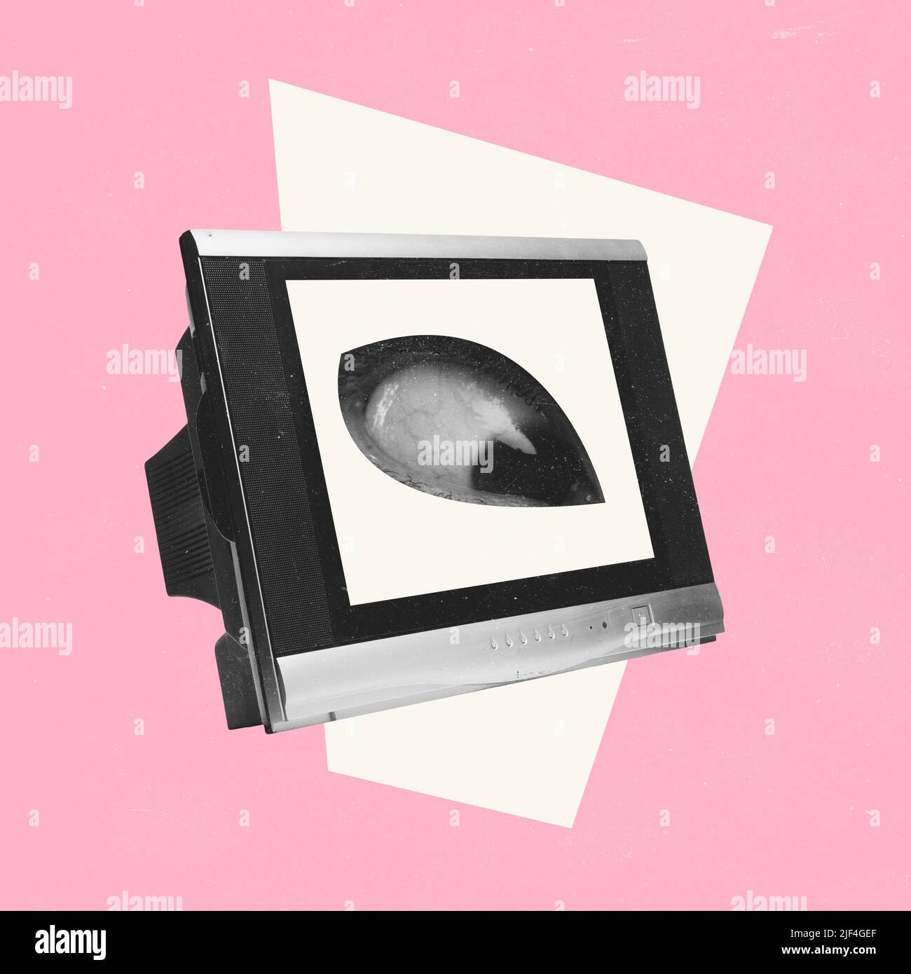 Contemporary art collage. Conceptual image with female eye inside retro ...