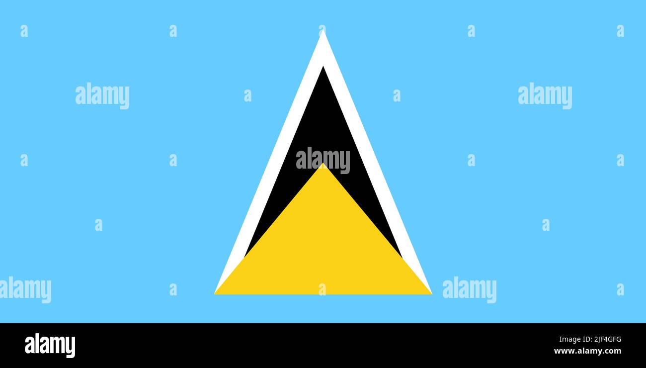 The Flag Of Saint Saint Lucia in pale blue with black white and gold ...