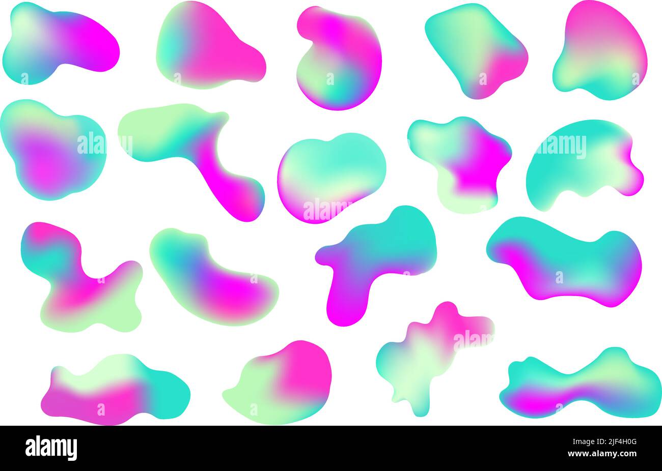 Set isolated liquid elements of holographic bright colorful design ...