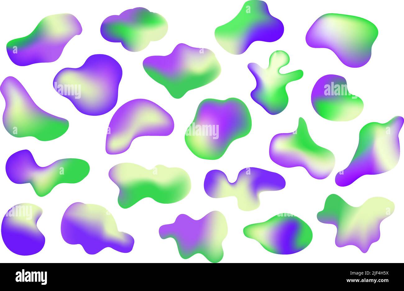 Set isolated liquid elements of holographic bright colorful design ...