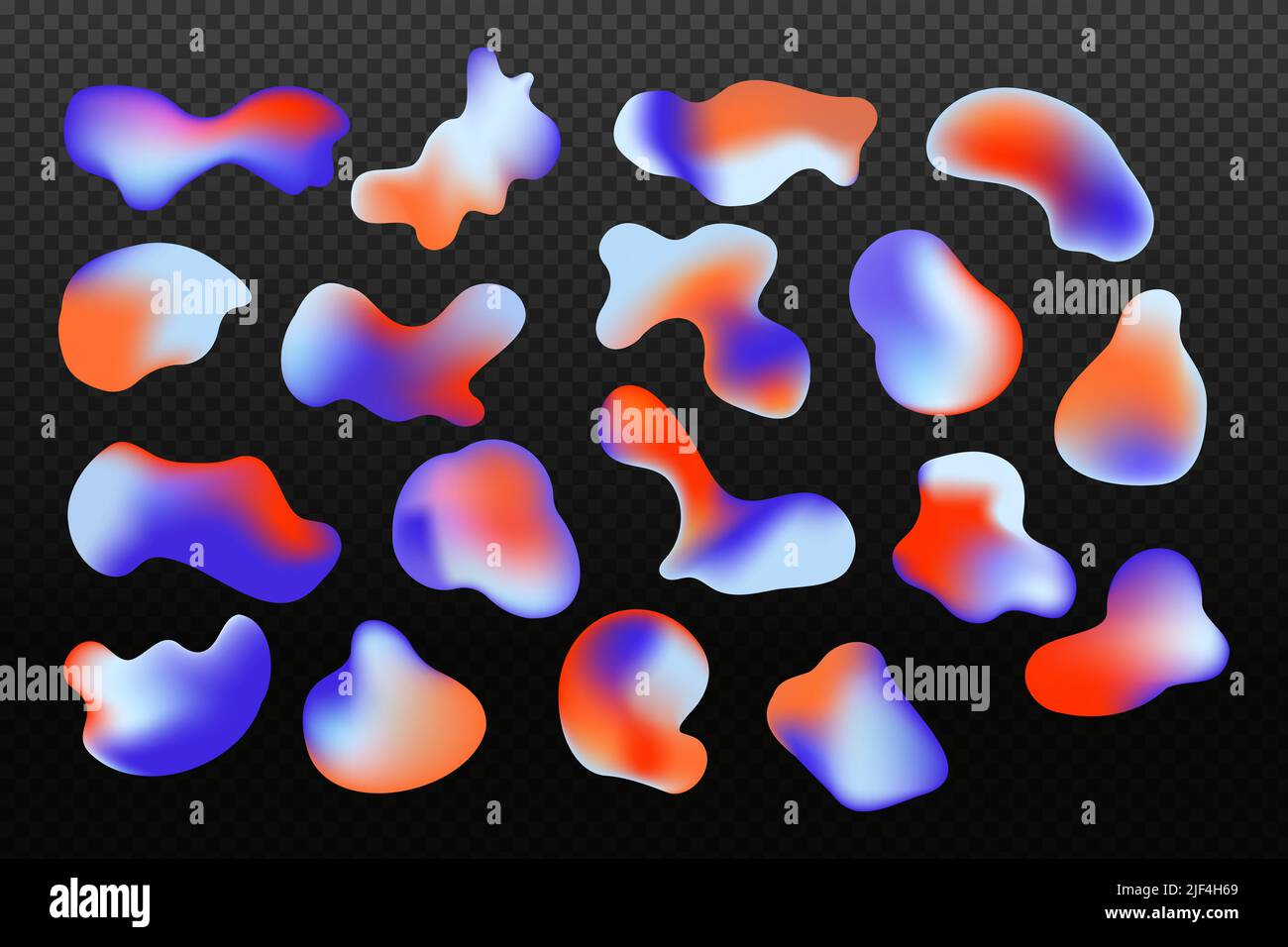 Set isolated liquid elements of holographic bright colorful design ...