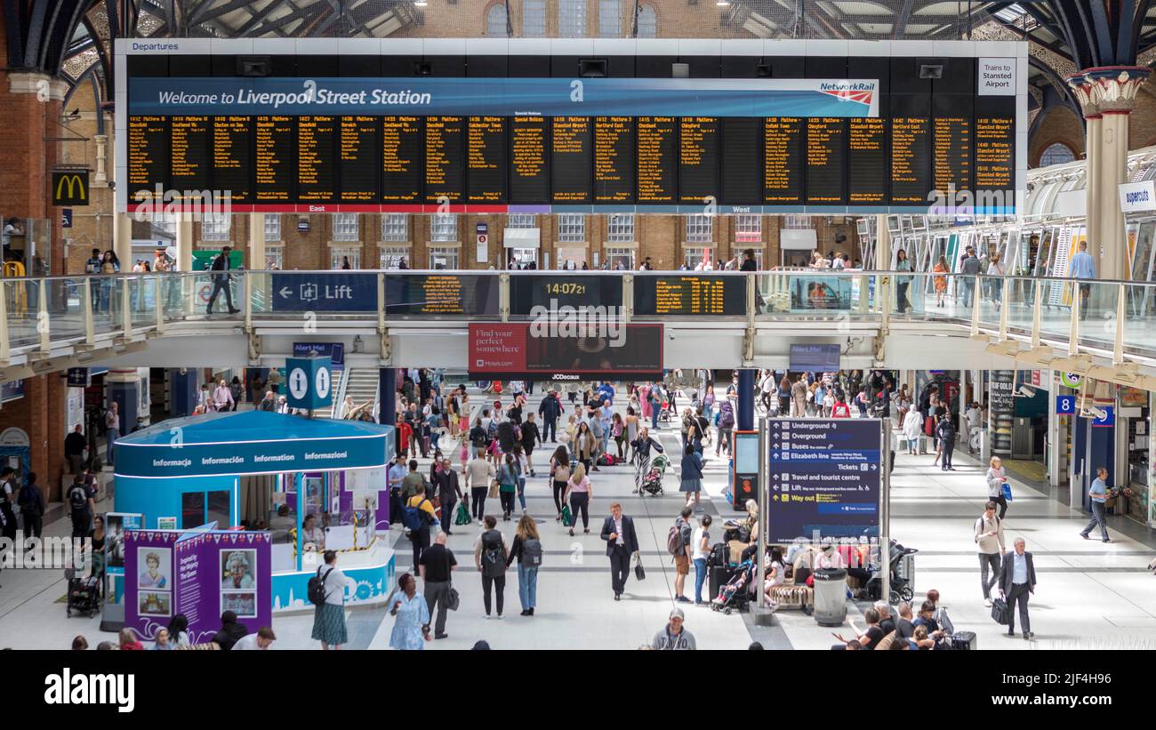 A general view of London Liverpool Street train station. Image shot on ...
