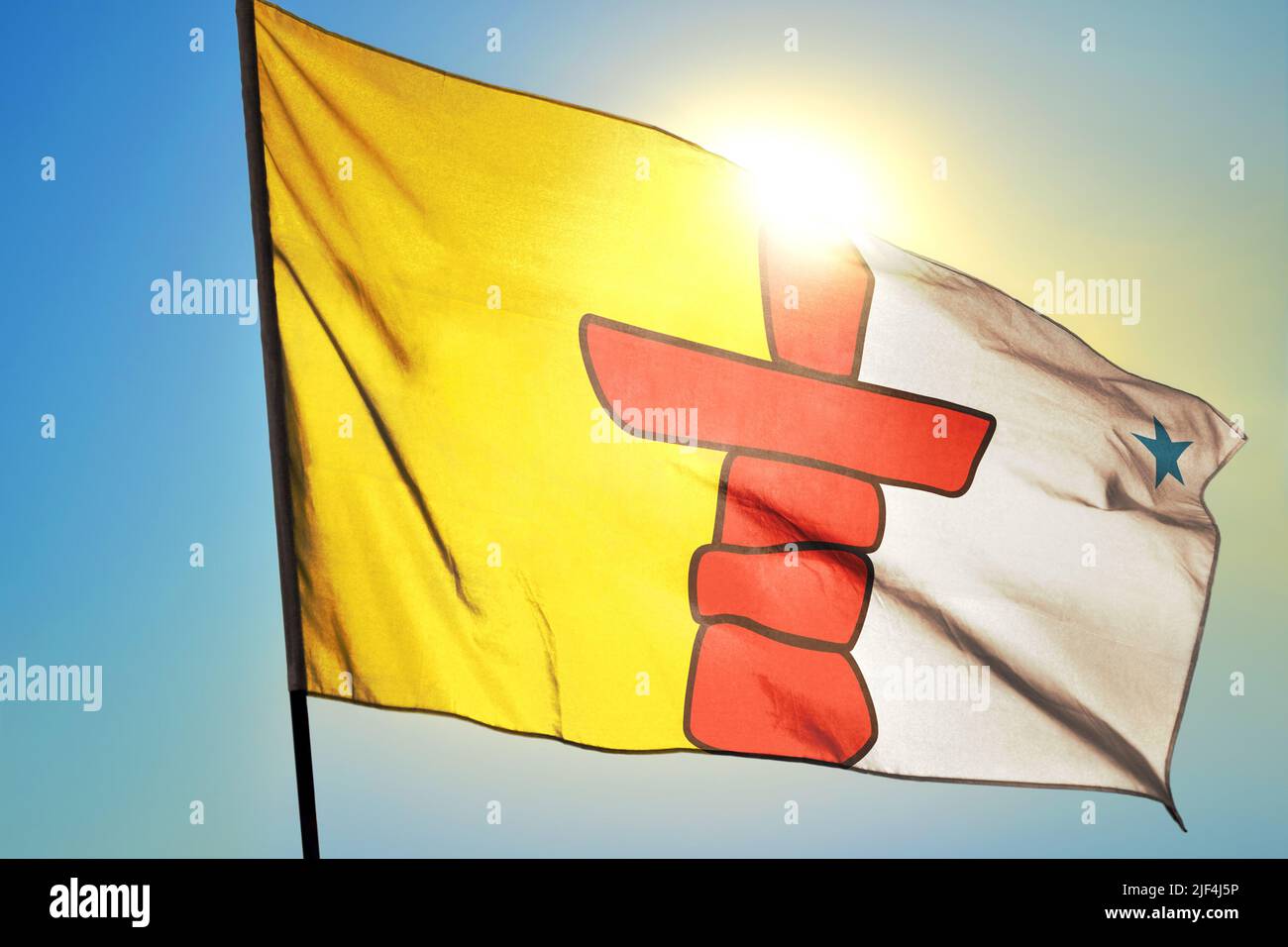 Nunavut province of Canada flag waving on the wind Stock Photo - Alamy