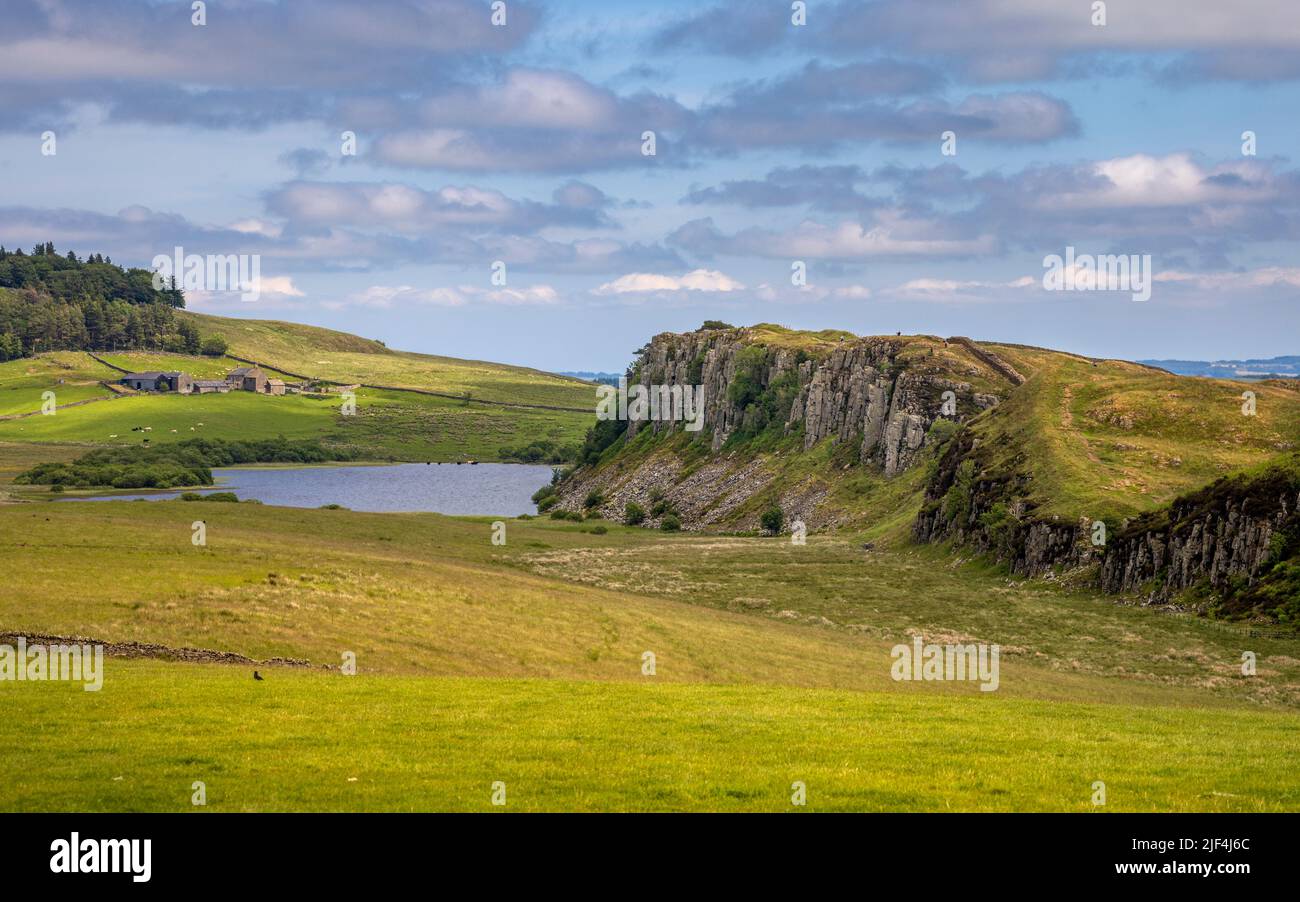 Highshield Crags at Steel Rigg with the remains of Hadrian’s Wall ...