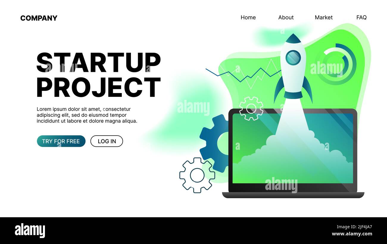 Landing Page Template for Startup Project Website. Vector illustration ...
