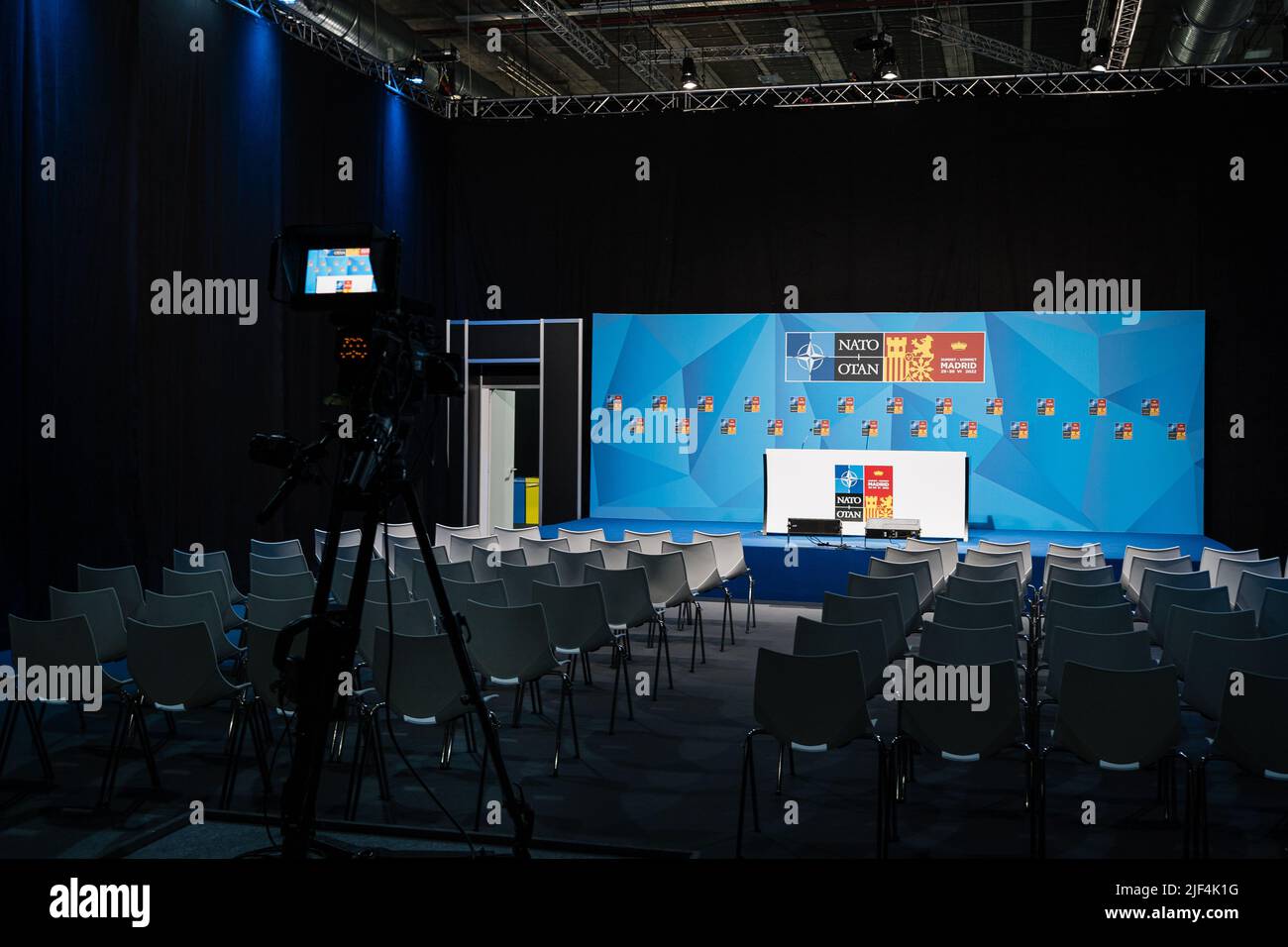 Empty press conference room at IFEMA during the 2022 North Atlantic ...