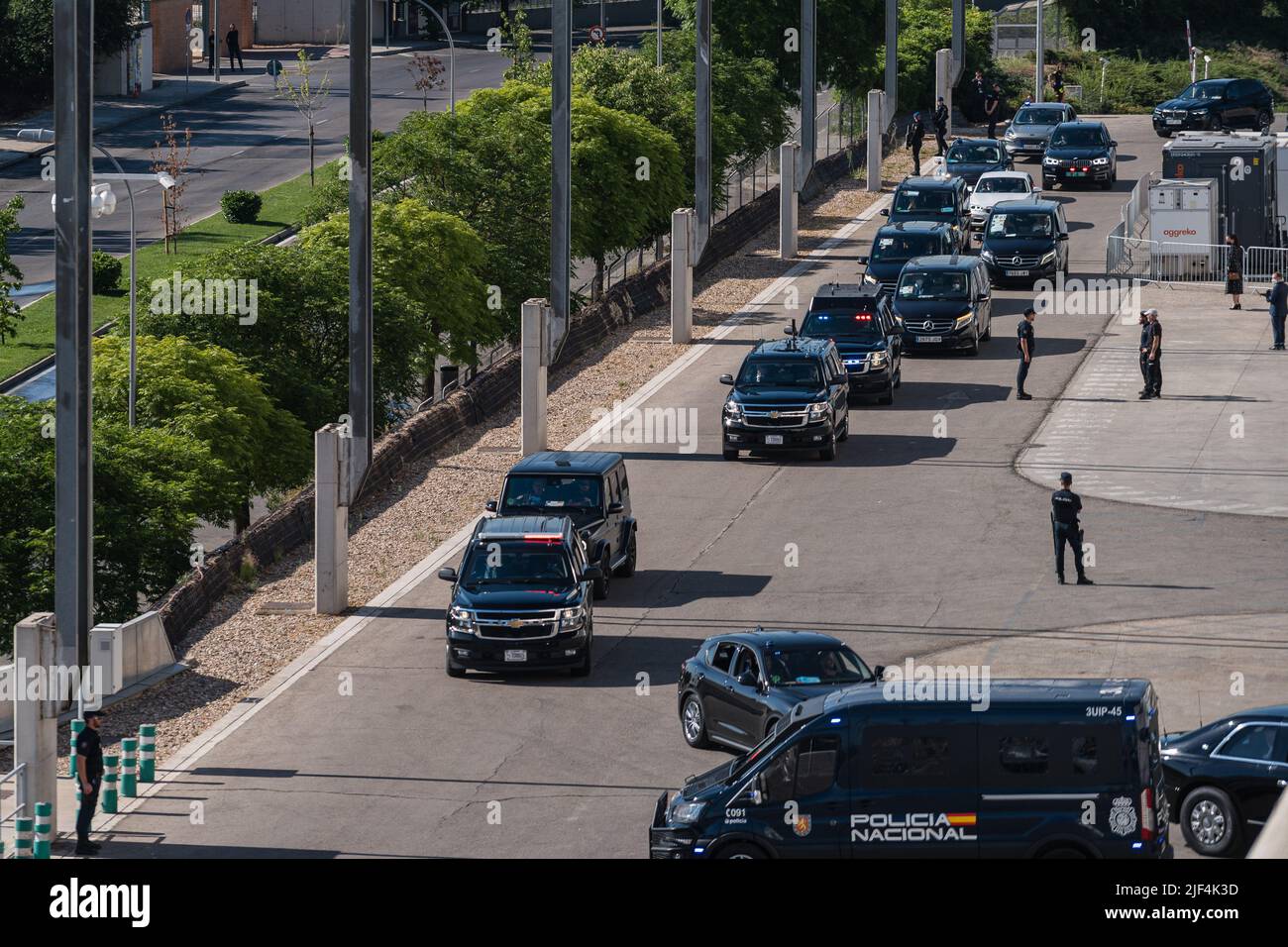 Armored vehicles arrive at IFEMA during the 2022 North Atlantic Treaty ...