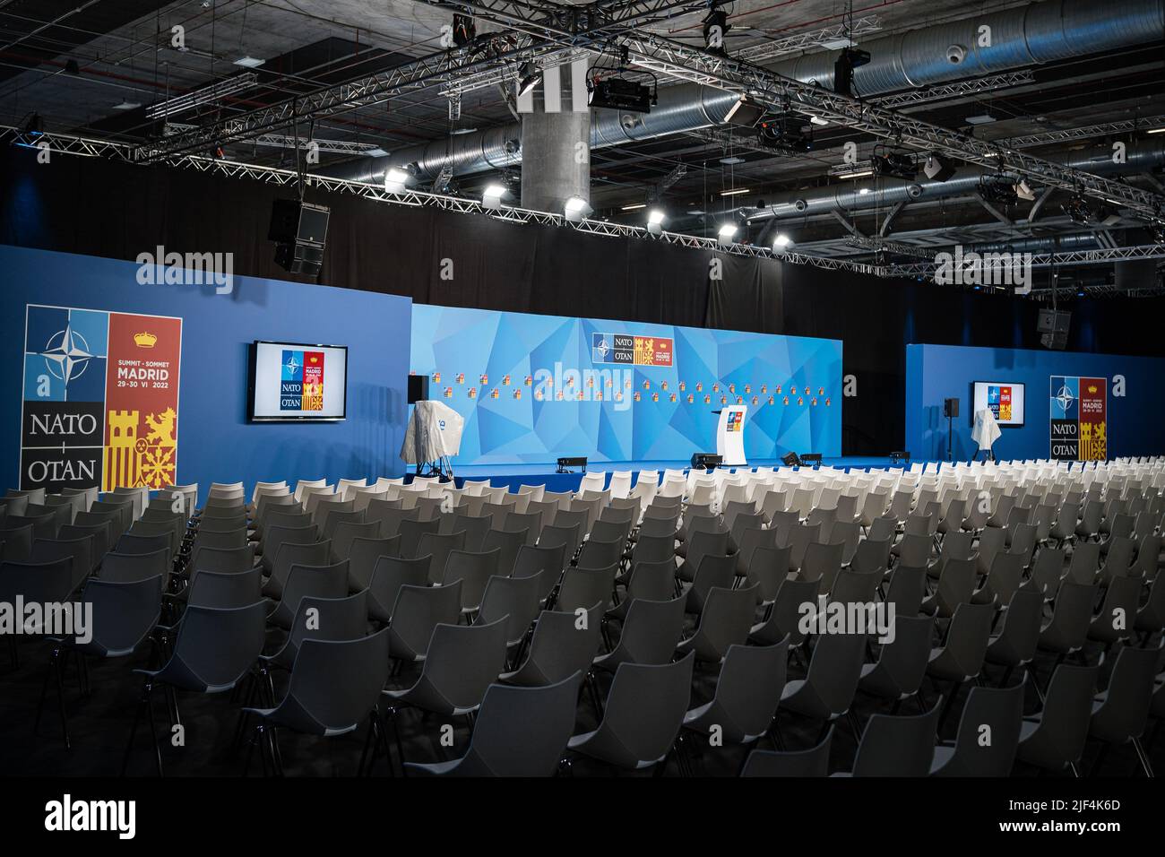 Empty press conference room at IFEMA during the 2022 North Atlantic ...