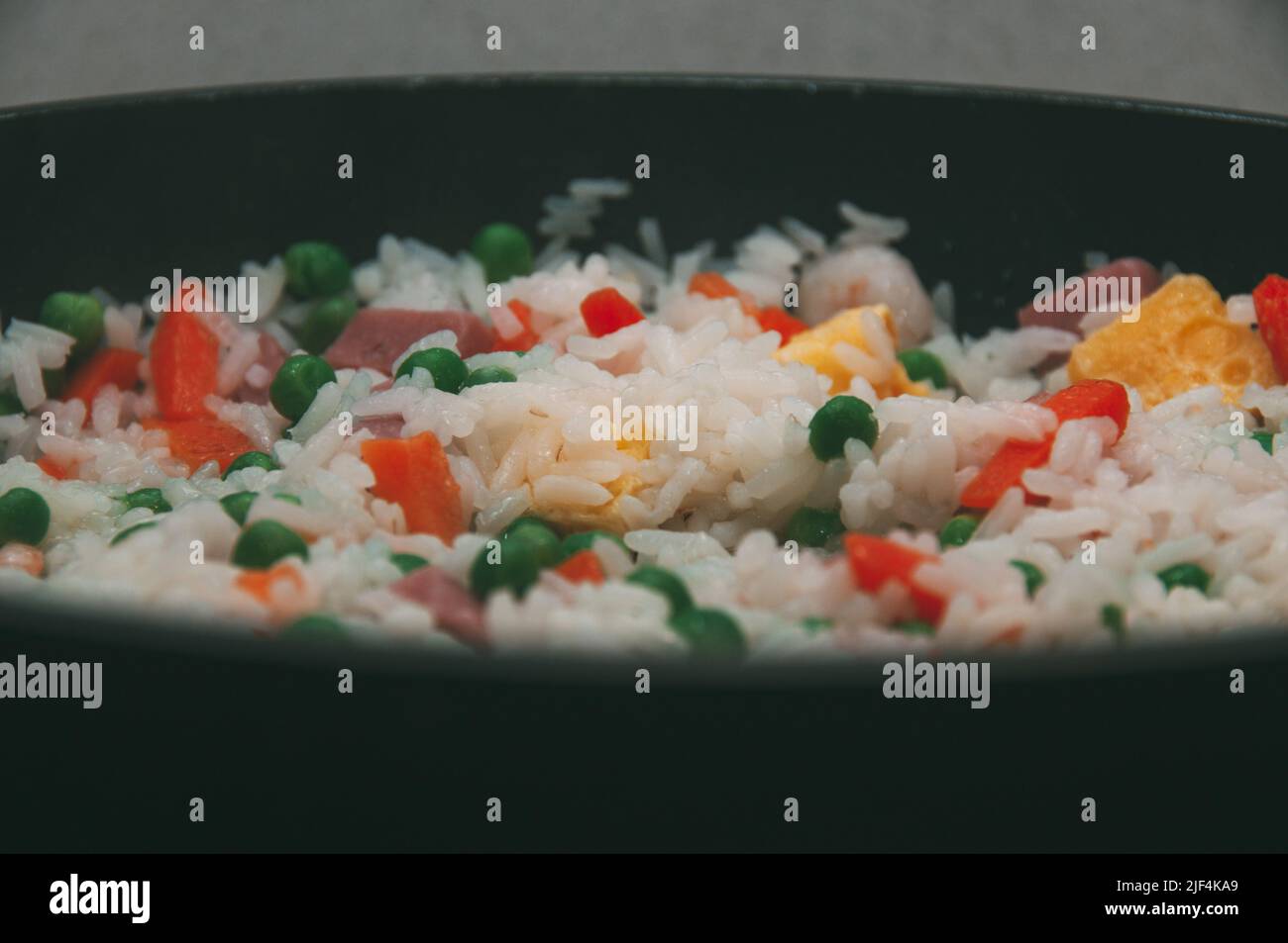 Rice three delights, ready to eat Stock Photo - Alamy