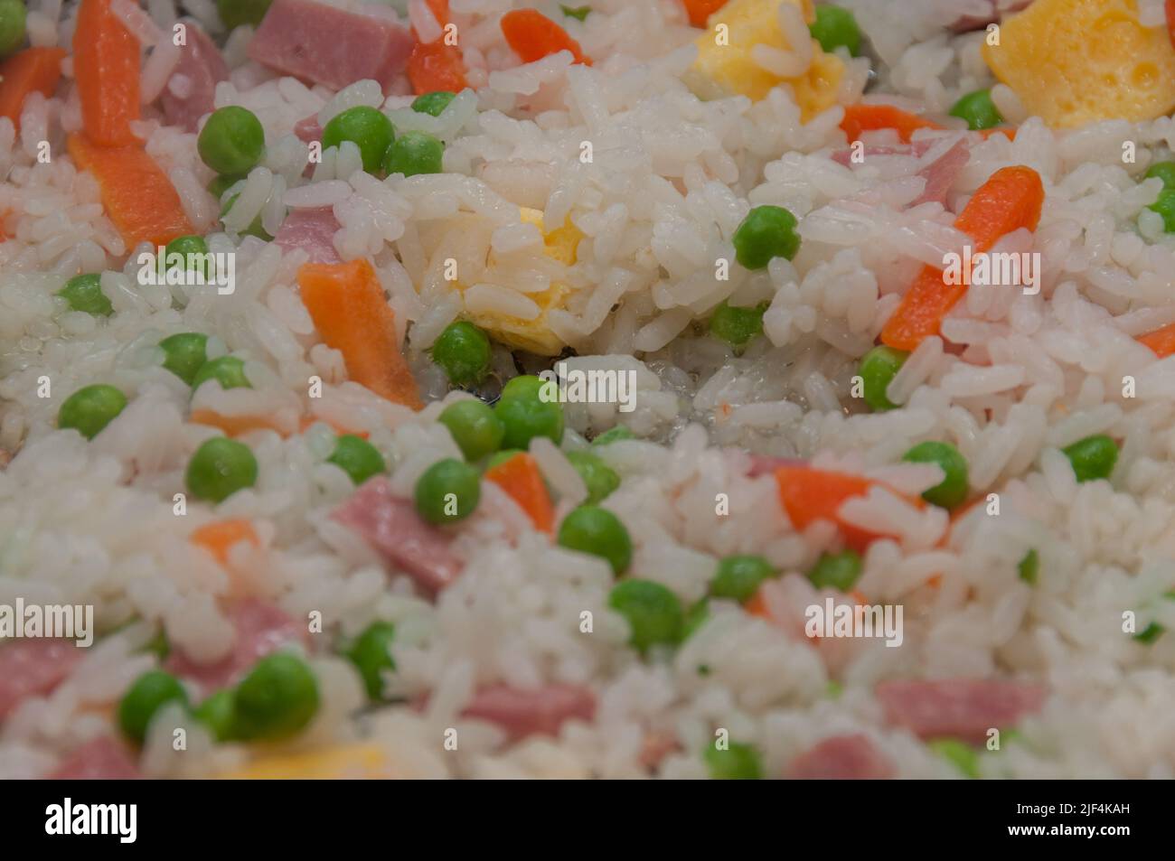 Rice three delights, ready to eat Stock Photo - Alamy
