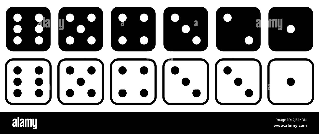 Game dice set icons. Collection in flat and linear design from one to six. Vector illustration ...