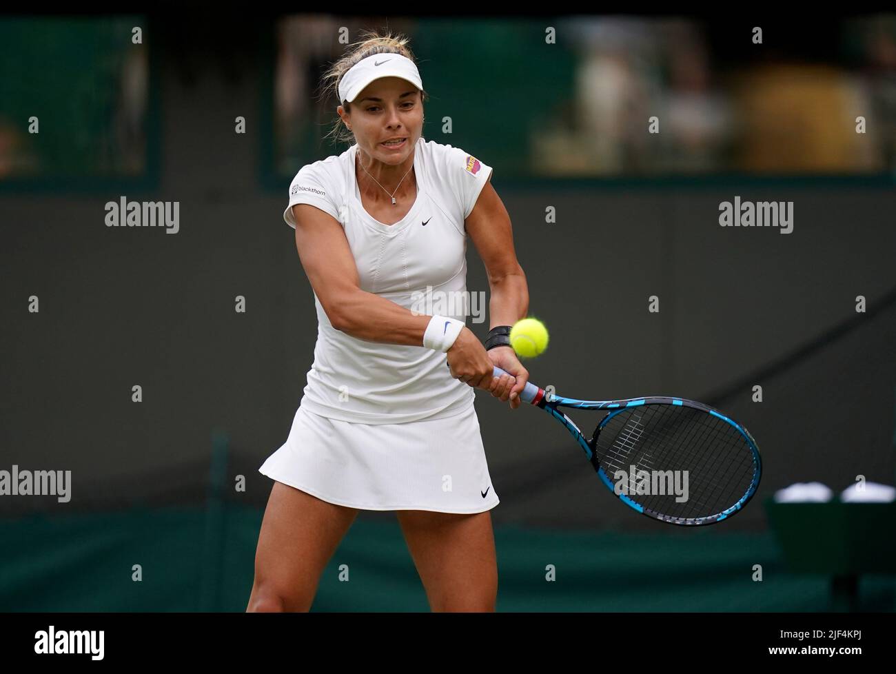 Viktoriya Tomova in action against Maria Sakkari on day three of the ...