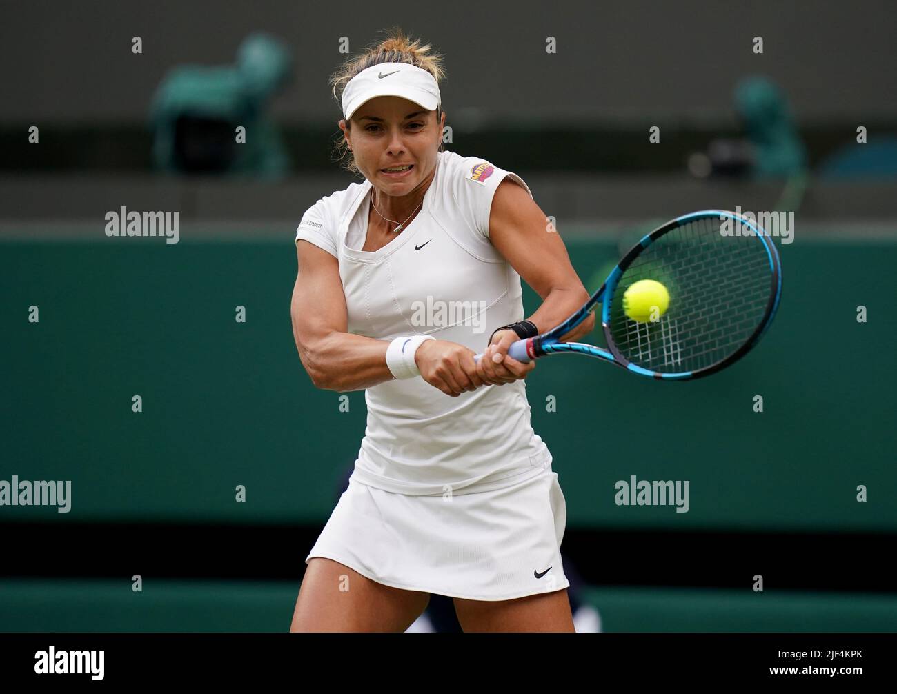 Viktoriya Tomova in action against Maria Sakkari on day three of the ...
