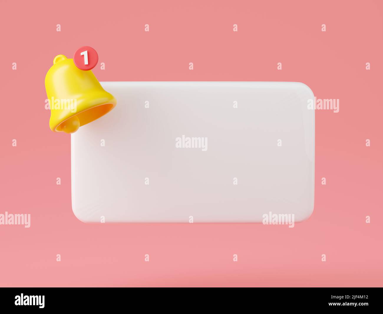 Notification bell icon 3d render - cute cartoon illustration of simple ...