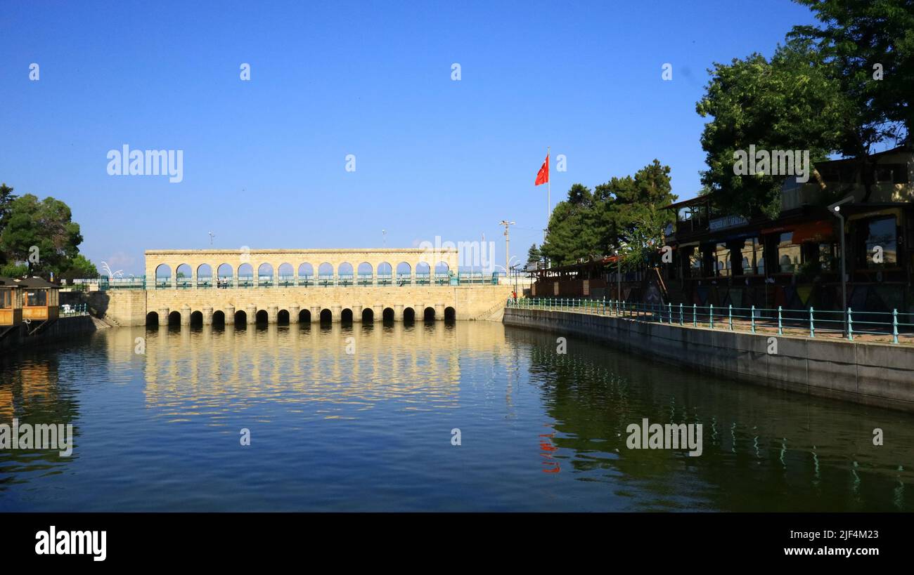 Taş Köprü, a historical bridge and old regulator dam over the city ...