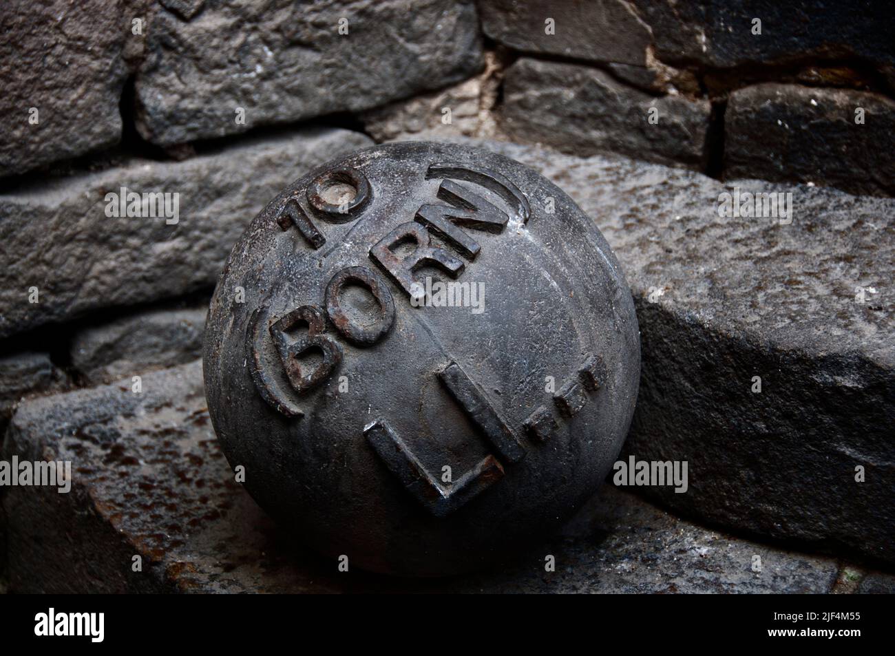 Steel ball in the corner of the street Stock Photo - Alamy