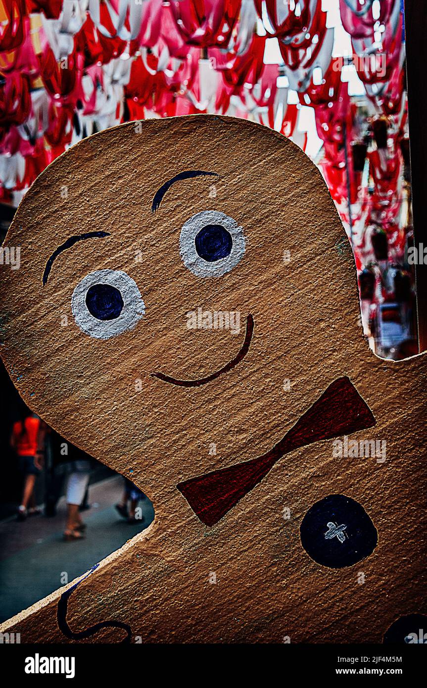 Cardboard biscuit figure in the street at Sallent Stock Photo - Alamy