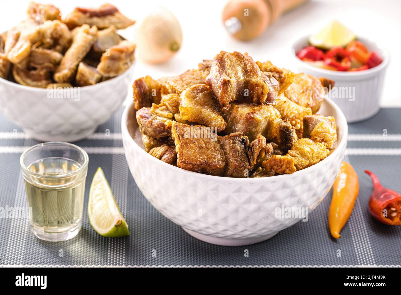 pork, roasted bacon, tasty fried pork belly, typical Brazilian aperitif ...