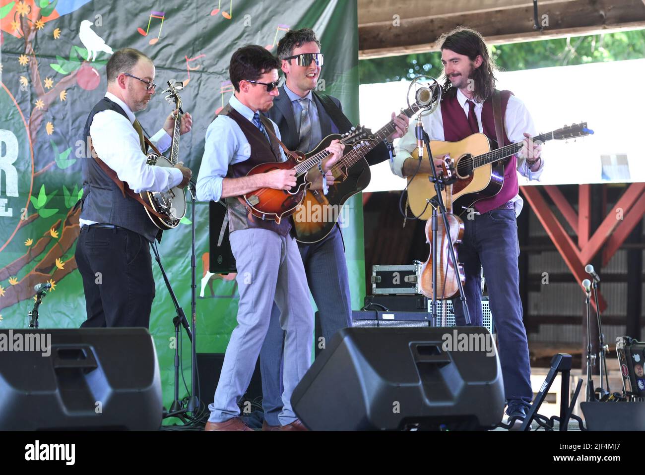 Band members of Poor Monroe, John Benjamin (mandolin), Eric Lee (guitar ...