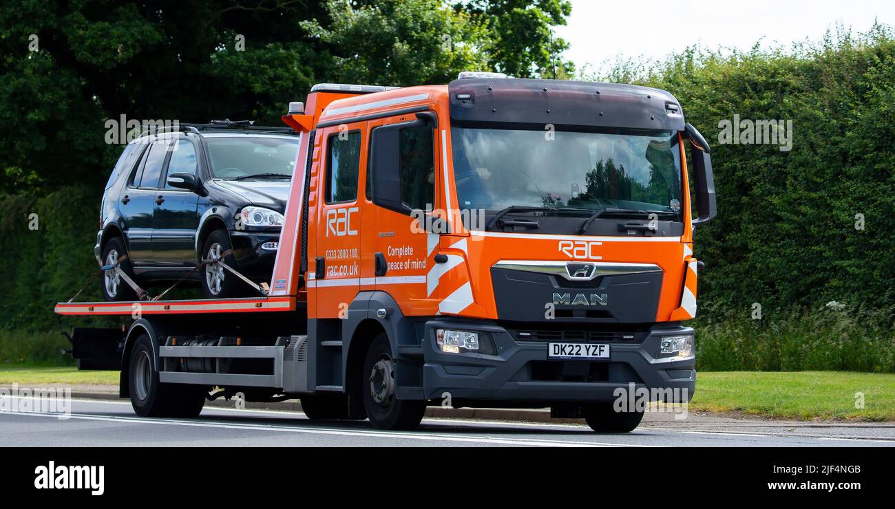 A MAN RAC flatbed vehicle breakdown recovery truck Stock Photo - Alamy