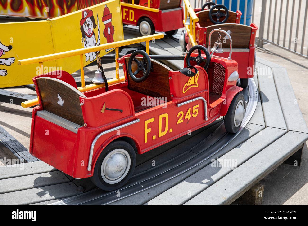 Fire engine carousel at Deno's Wonder Wheel Amusement Park in Coney ...