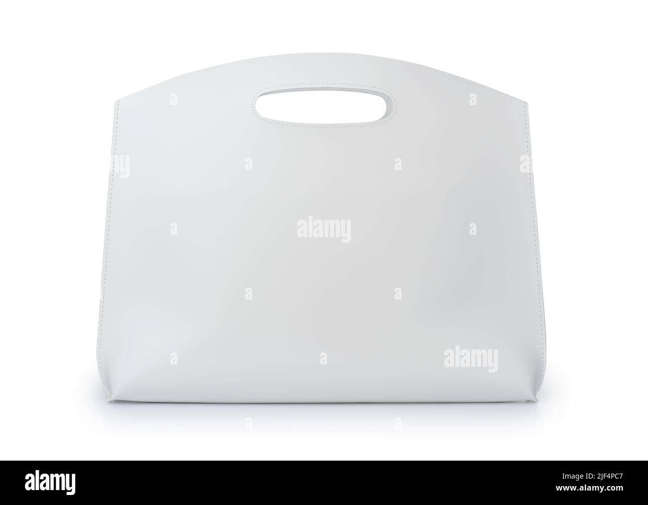 Side view of blank white leather tote bag isolated on white Stock Photo ...