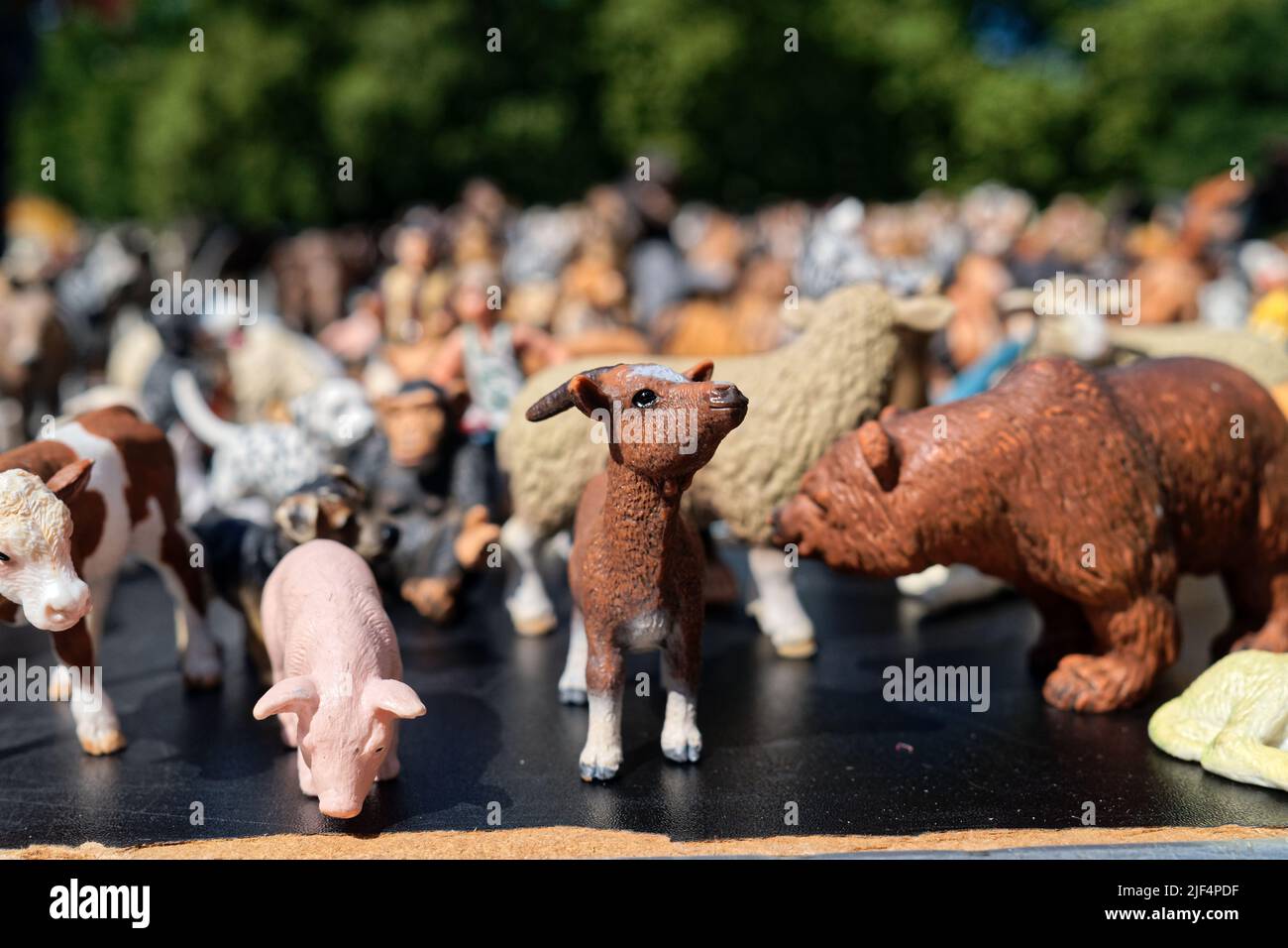 Various plastic toys (animals) at the flea market in Hanover (No. 30 ...
