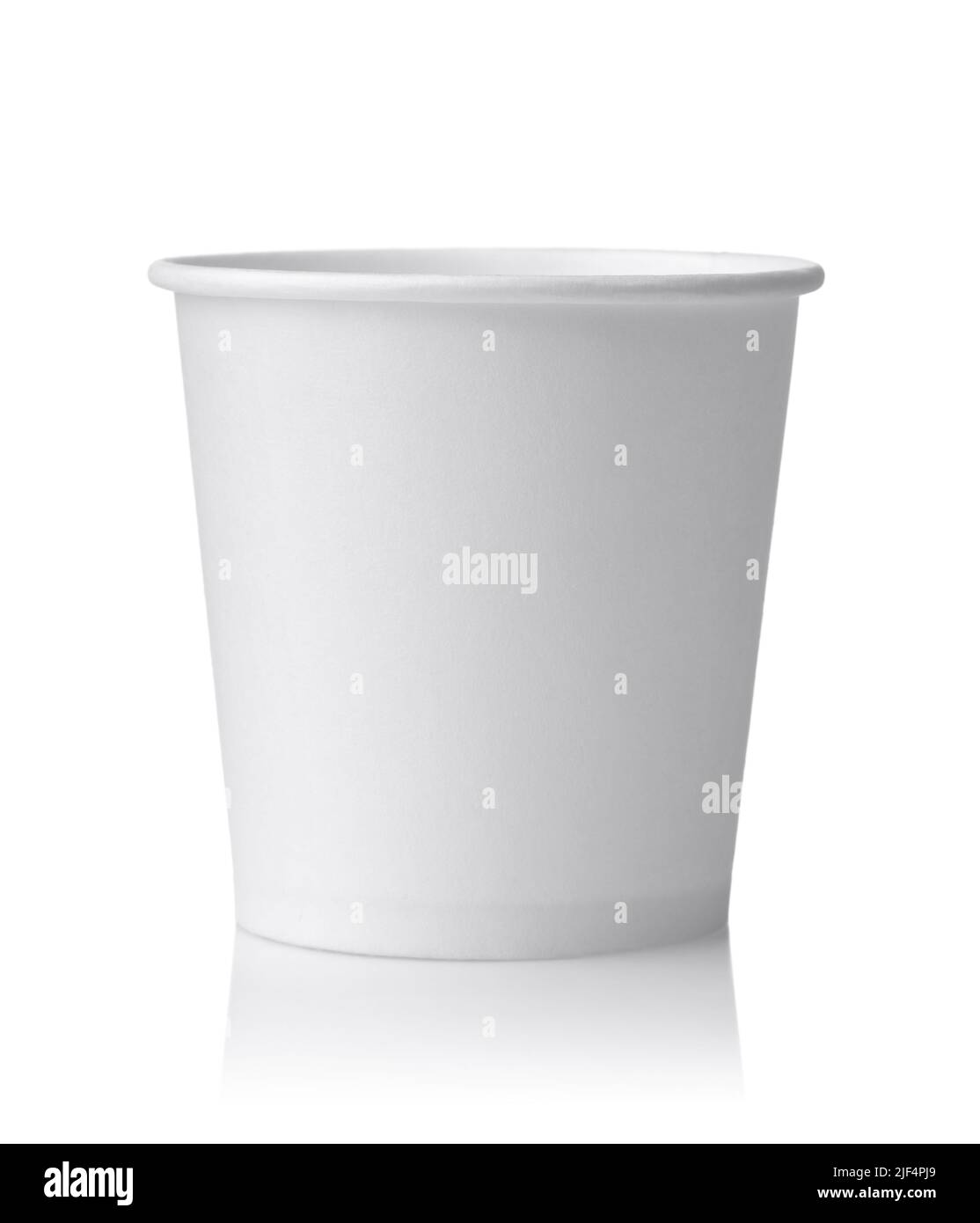 Front view of white blank disposable paper sampling cup isolated on ...