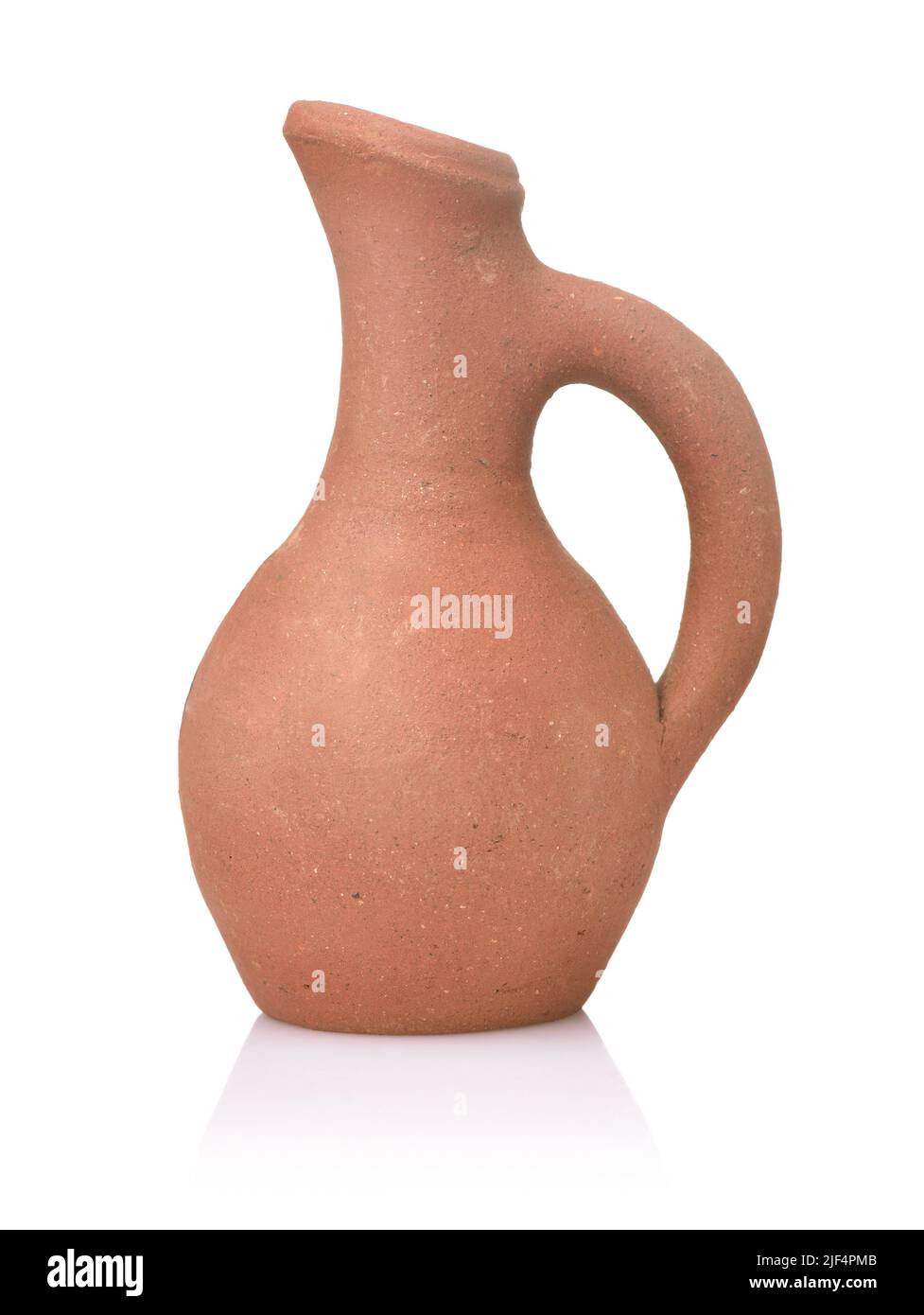 Side view of unpainted clay jug isolated on white Stock Photo - Alamy