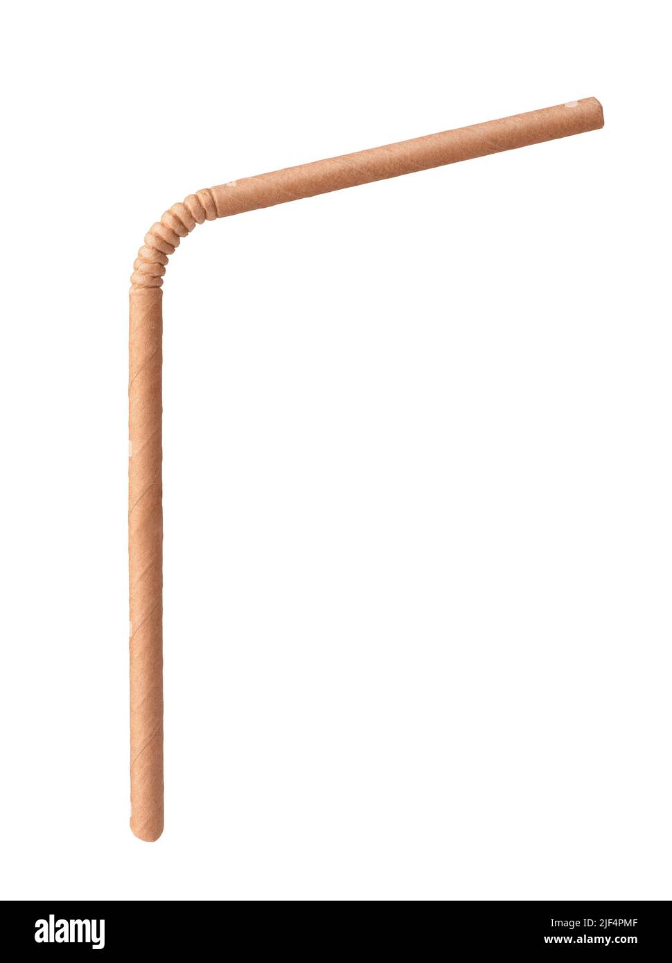 Side view of natural disposable brown paper cocktail straw isolated on ...