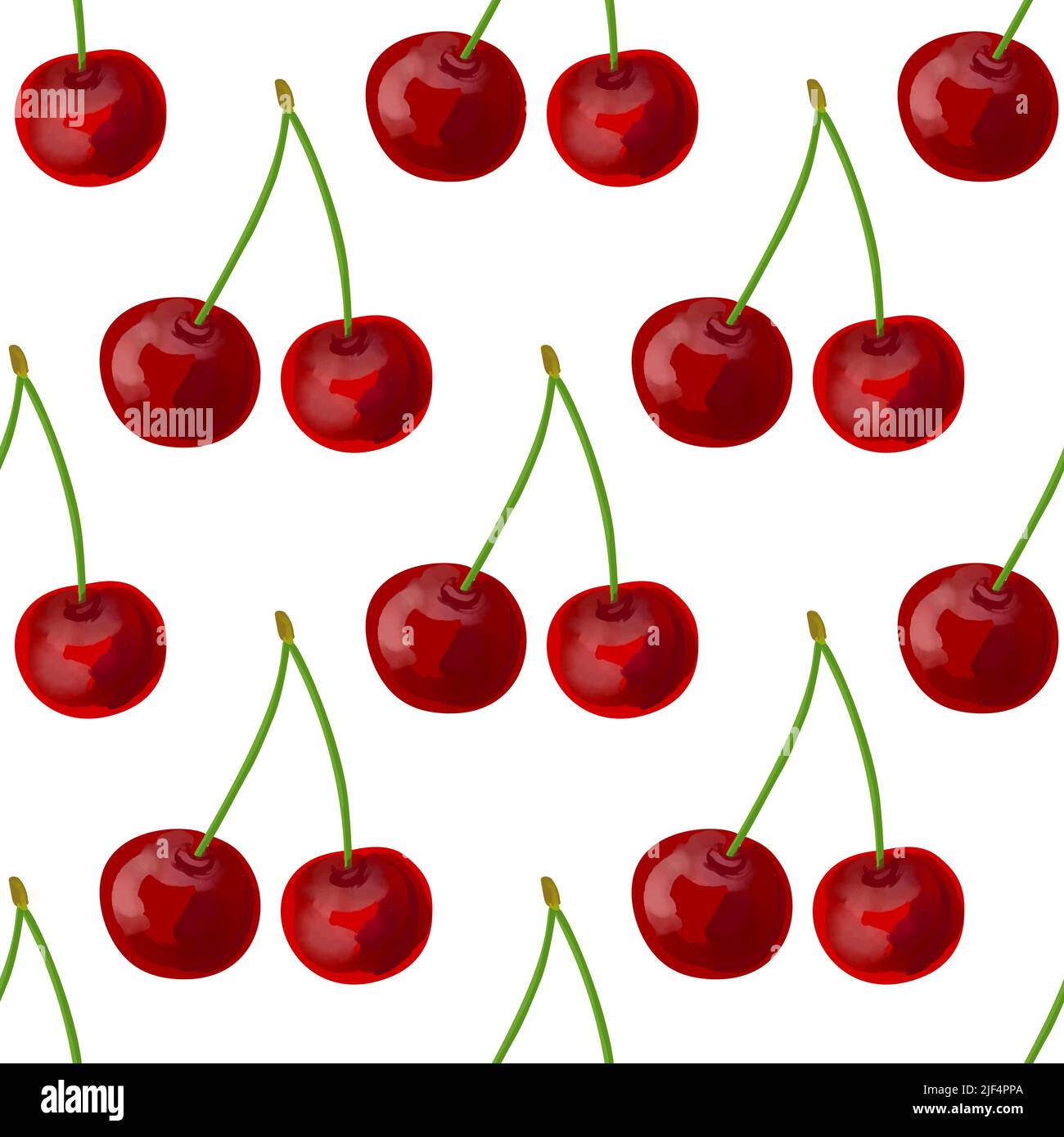 Seamless pattern with red cherries on a white background Stock Vector ...