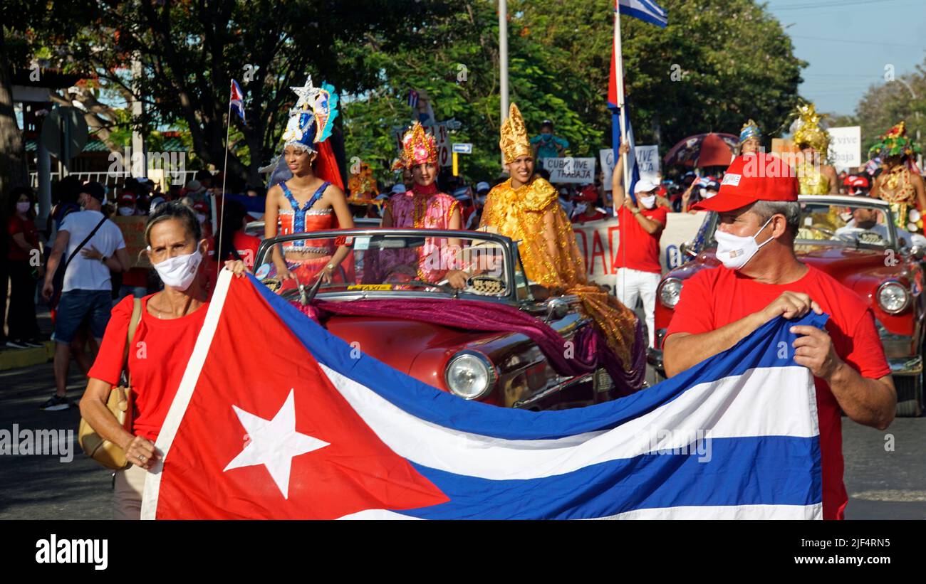Varadero, Cuba, May 1st 2022: colorful carnival parade on labor day in ...