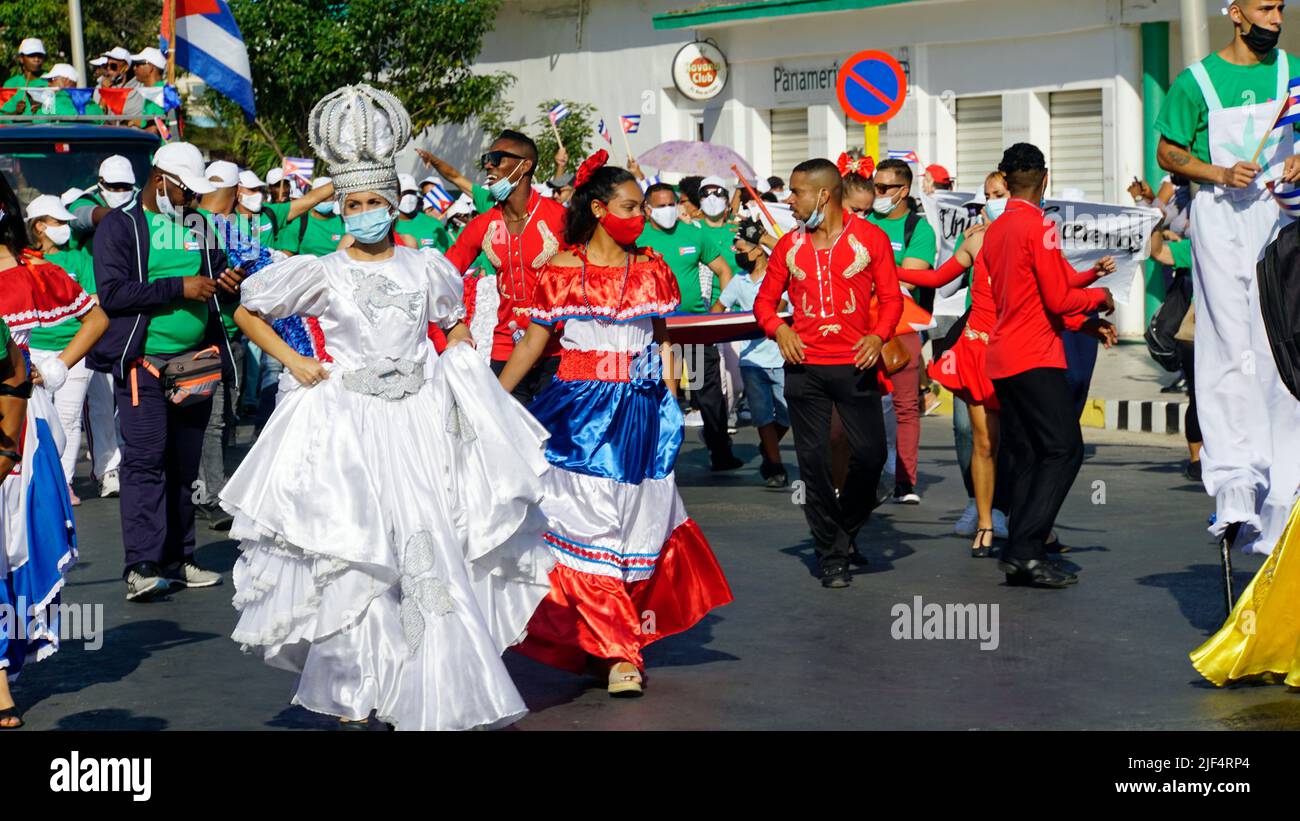 Varadero, Cuba, May 1st 2022: colorful carnival parade on labor day in ...