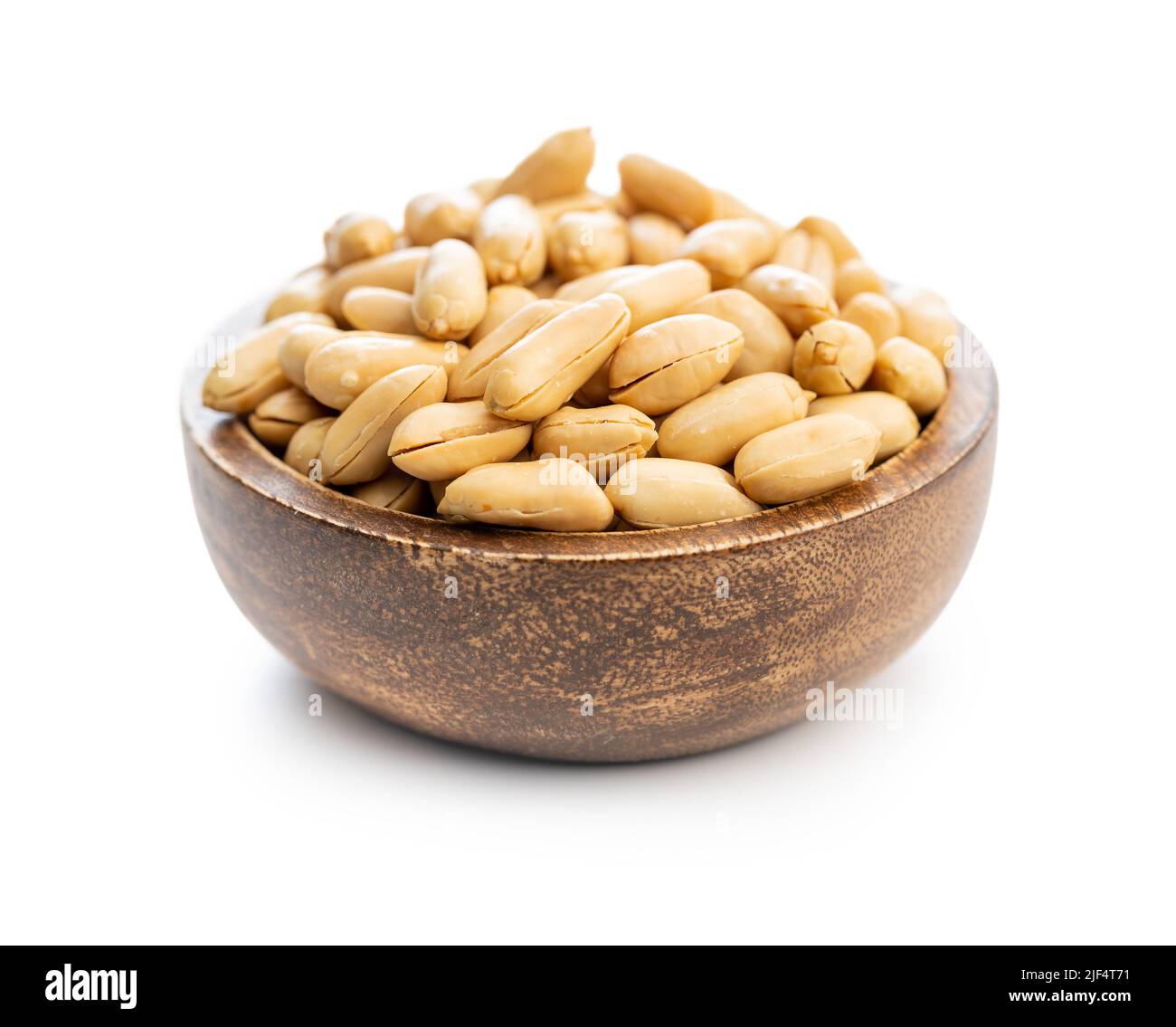 Roasted peeled peanuts in bowl isolated on a white background Stock ...