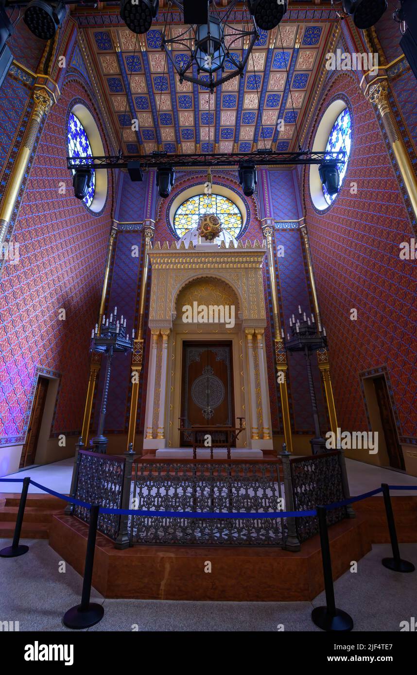 Budapest, Hungary. Interior of Rumbach Street Synagogue. Located in the ...