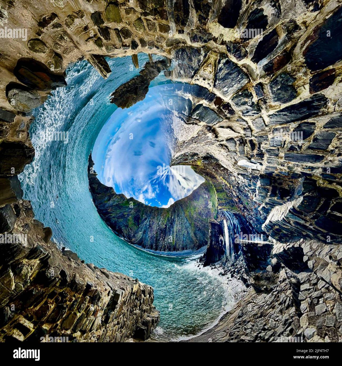 Tiny Planet Coast Stock Photo - Alamy