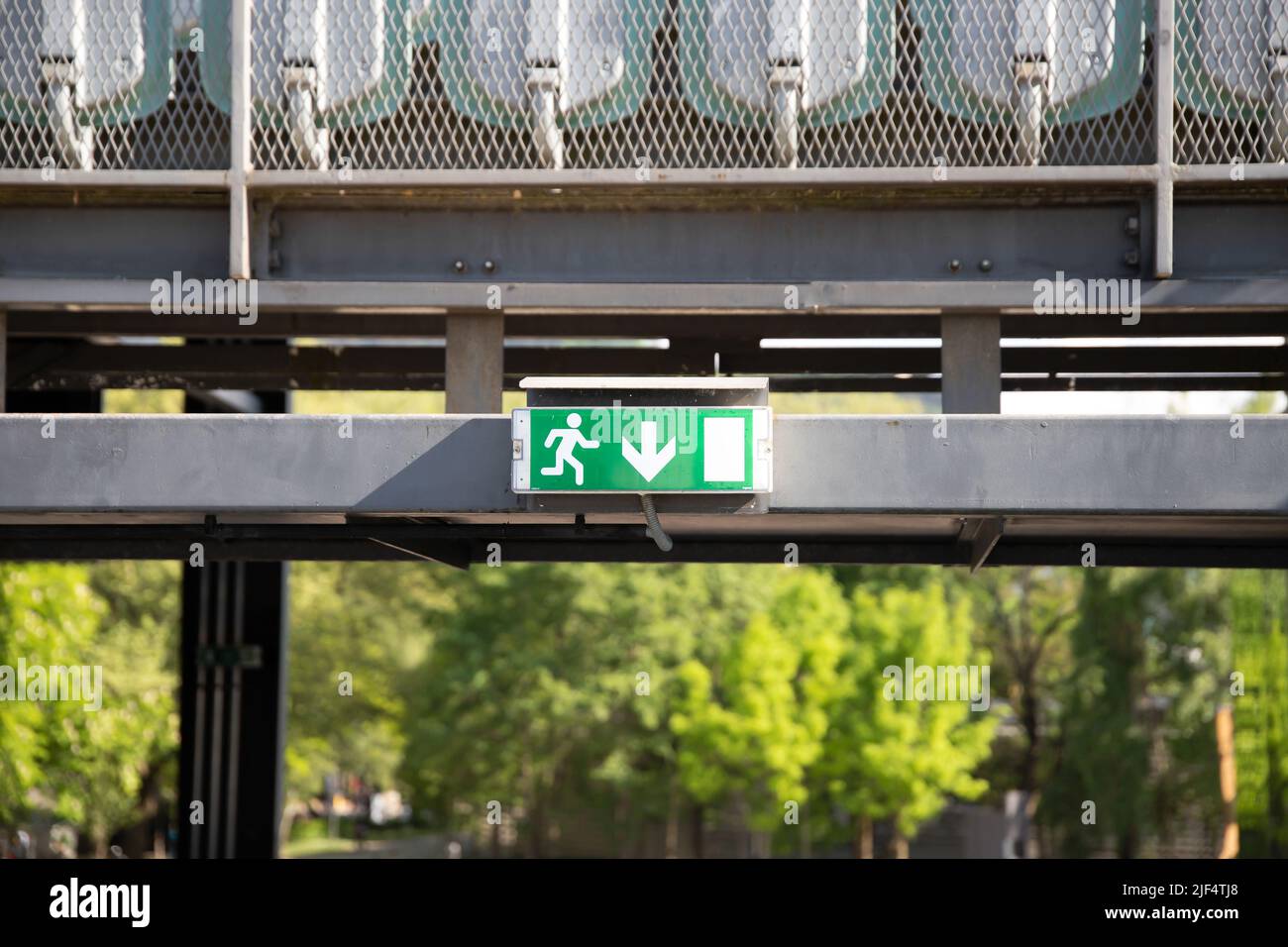 Exit sign at the stadium Stock Photo - Alamy