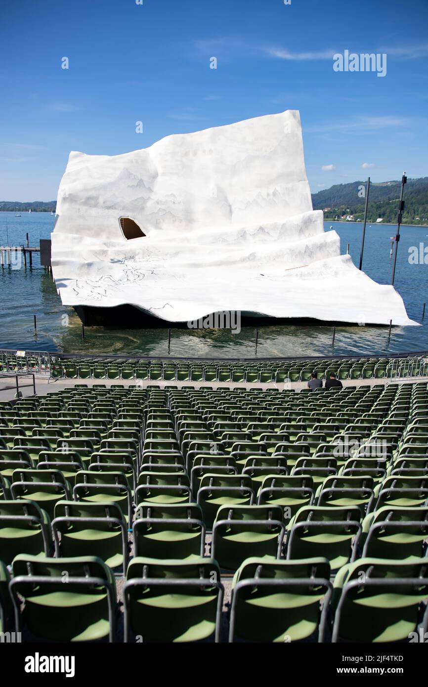 Floating stage of Bregenz with empty audience chairs Stock Photo - Alamy