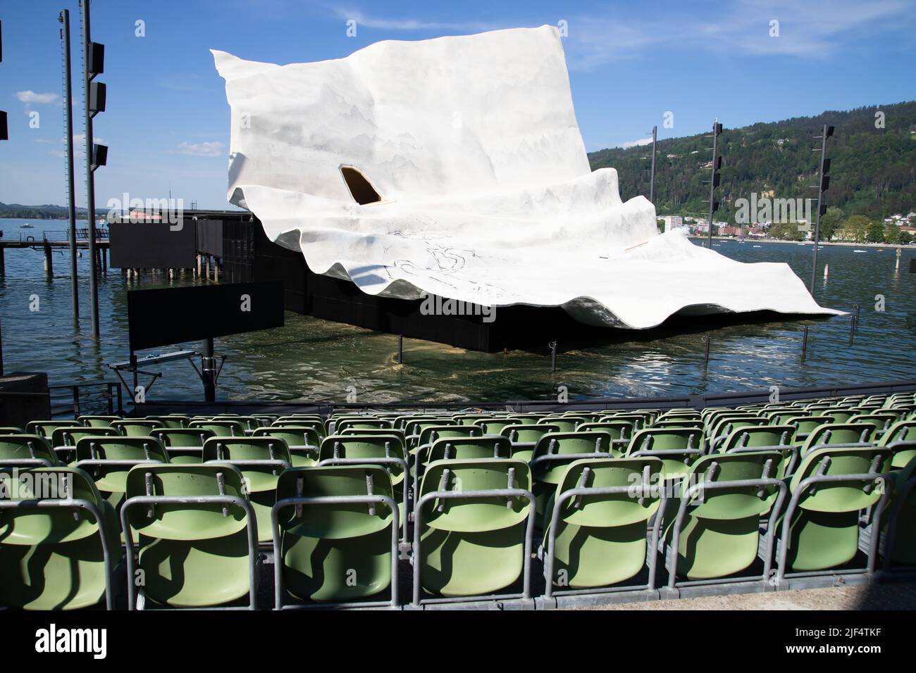 Floating stage of Bregenz with empty audience chairs Stock Photo - Alamy