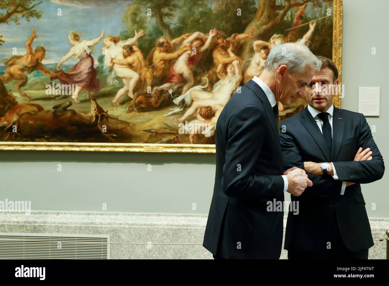 Madrid, Madrid, Spain. 29th June, 2022. Emmanuel Macron during dinner ...