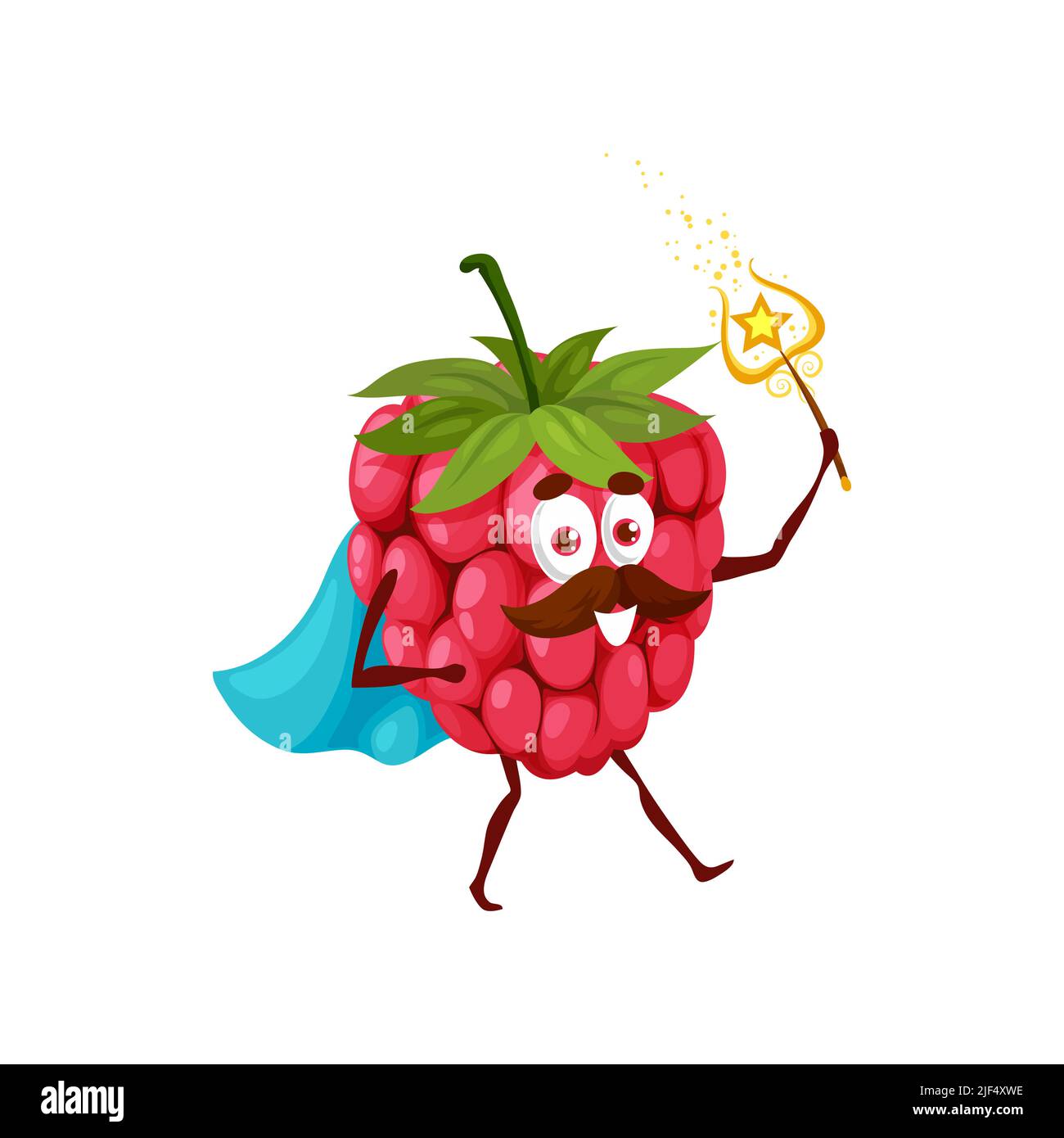 Funny raspberry magician in hat cartoon character. Funny berry ...